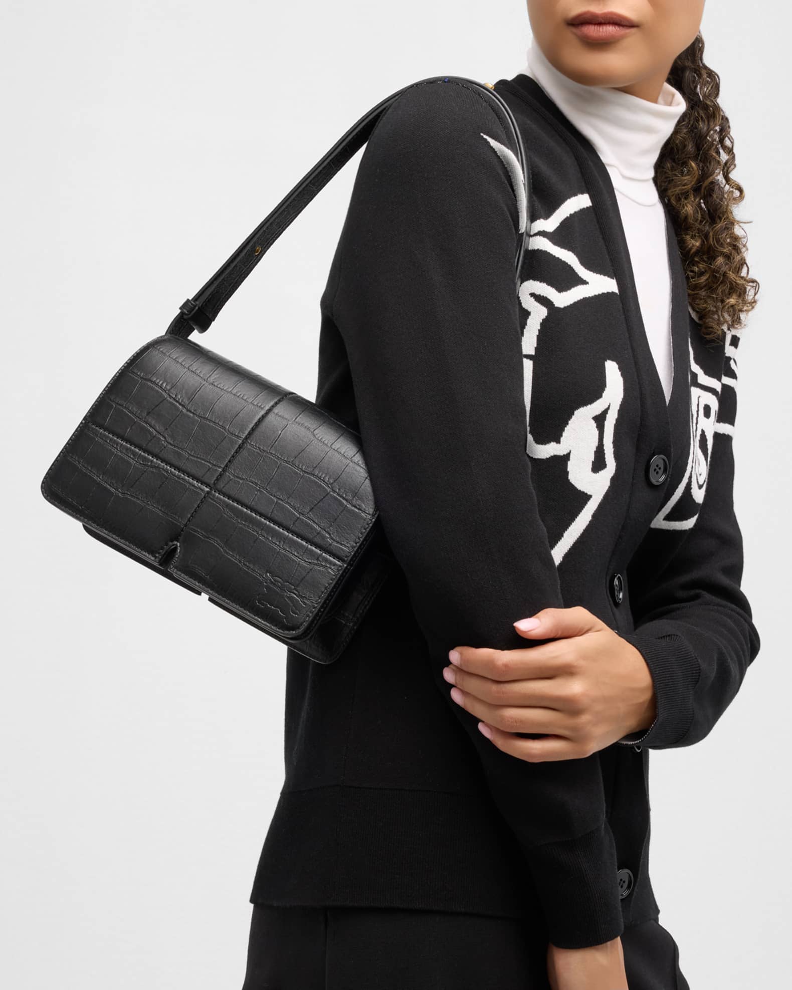 Burberry Snip Leather Flap Shoulder Bag | Neiman Marcus