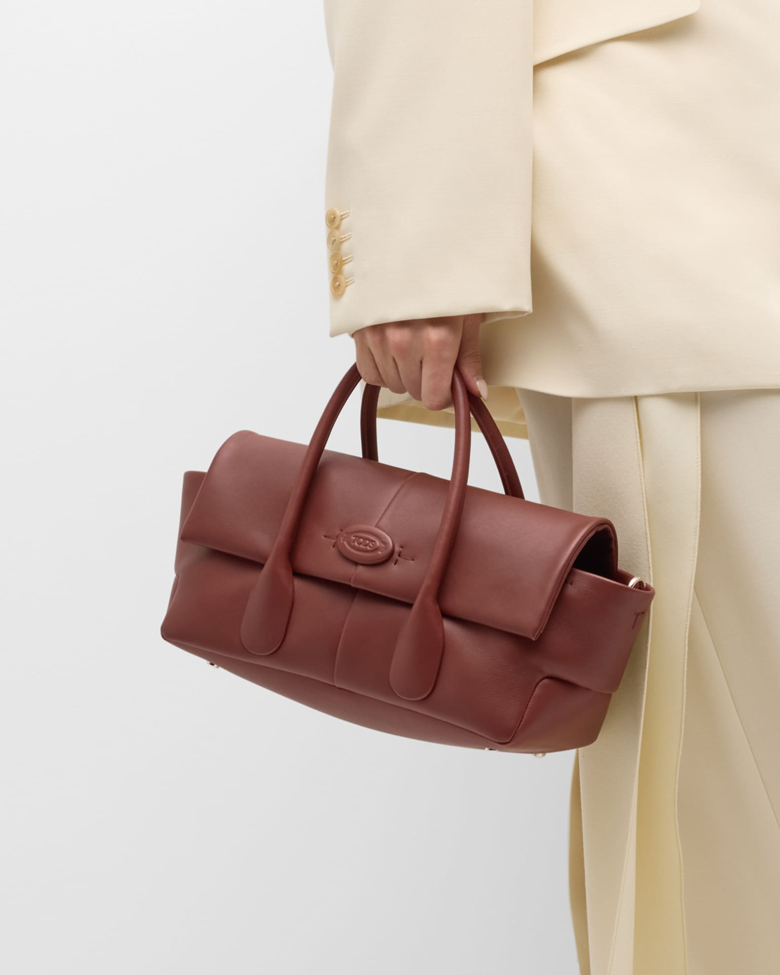 Tod's Flap Calfskin Leather Top-Handle Bag | Neiman Marcus