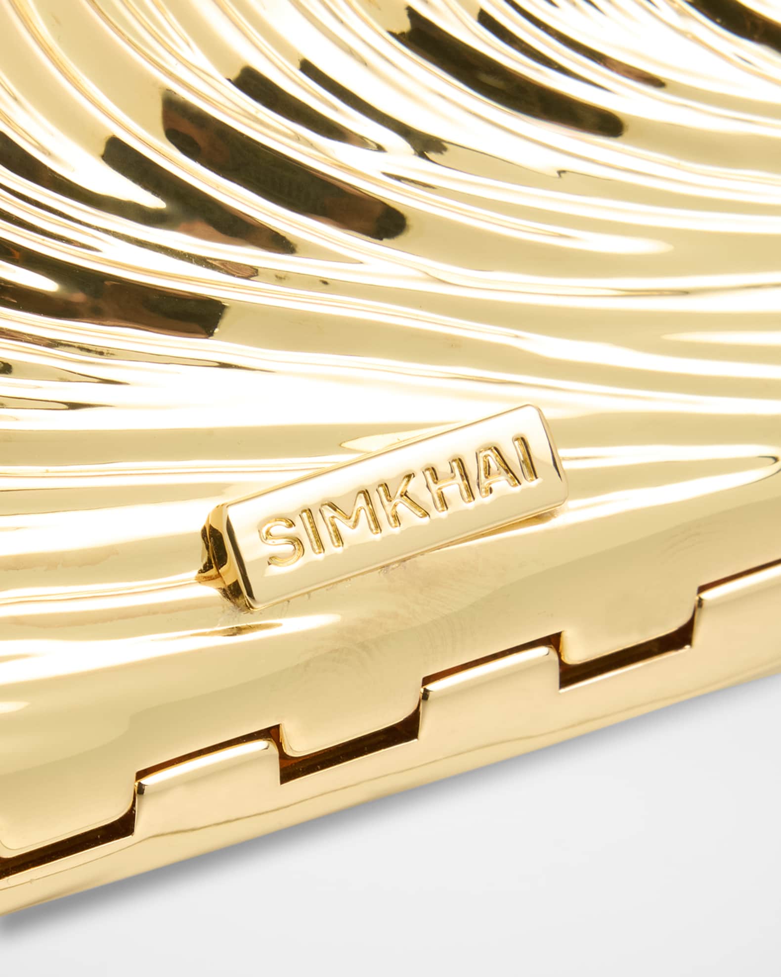 SIMKHAI Bridget Mini Metal Oyster Shell Clutch Bag | Neiman Marcus