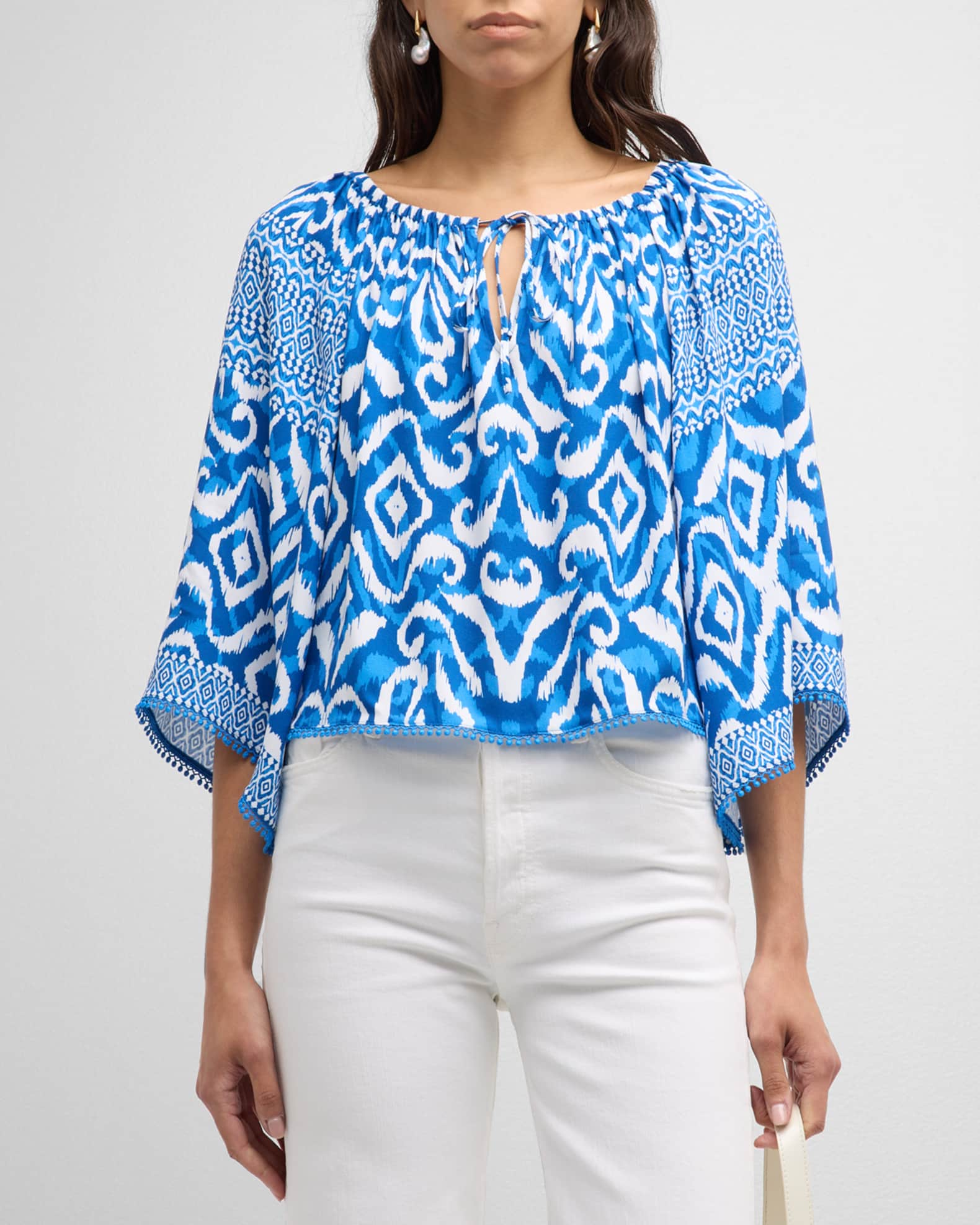 Alice + Olivia Artisan Ikat Devina Off-Shoulder Blouse | Neiman Marcus