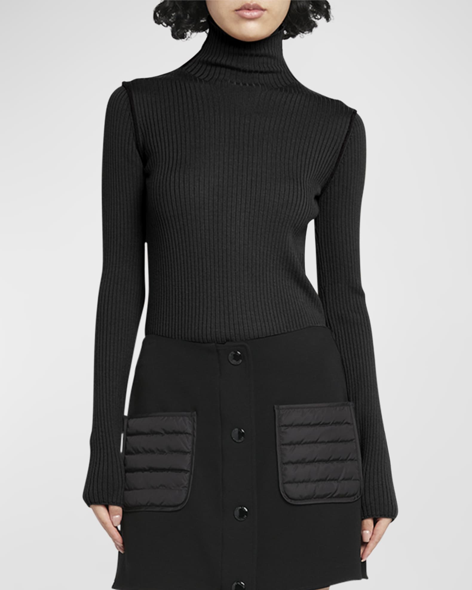 Moncler Extra Fine Wool Ribbed Turtleneck Sweater | Neiman Marcus
