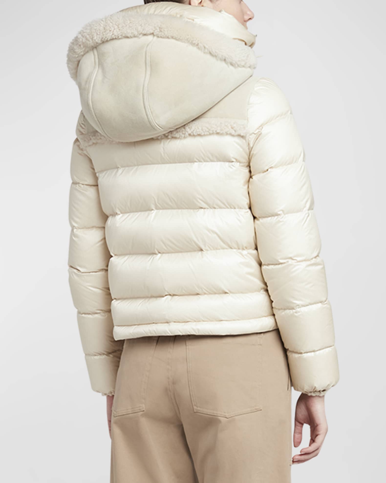 Moncler Beauvais Shearling Trim Puffer Jacket | Neiman Marcus Moncler Beauvais Shearling Trim Puffer Jacket | Neiman Marcus