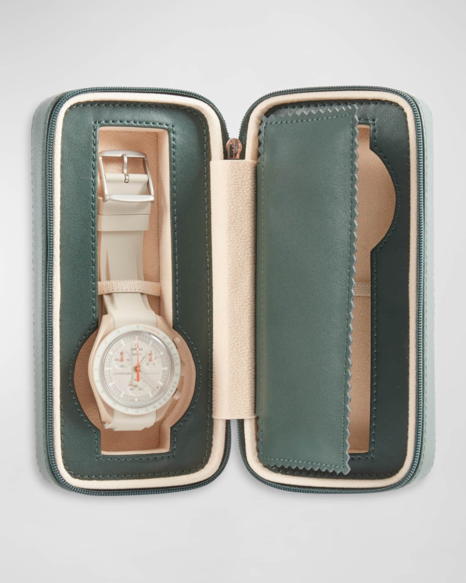 Bey-Berk Leather 2-Watch Travel Case | Neiman Marcus