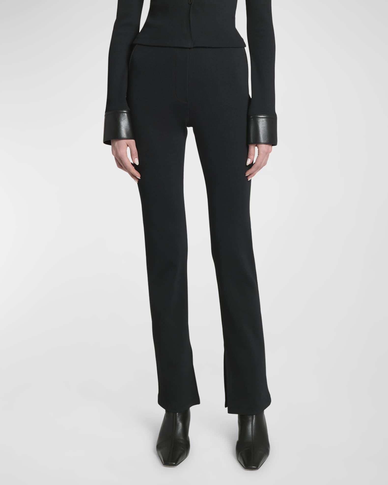Nanushka Mykas Straight Split-Hem Pants | Neiman Marcus