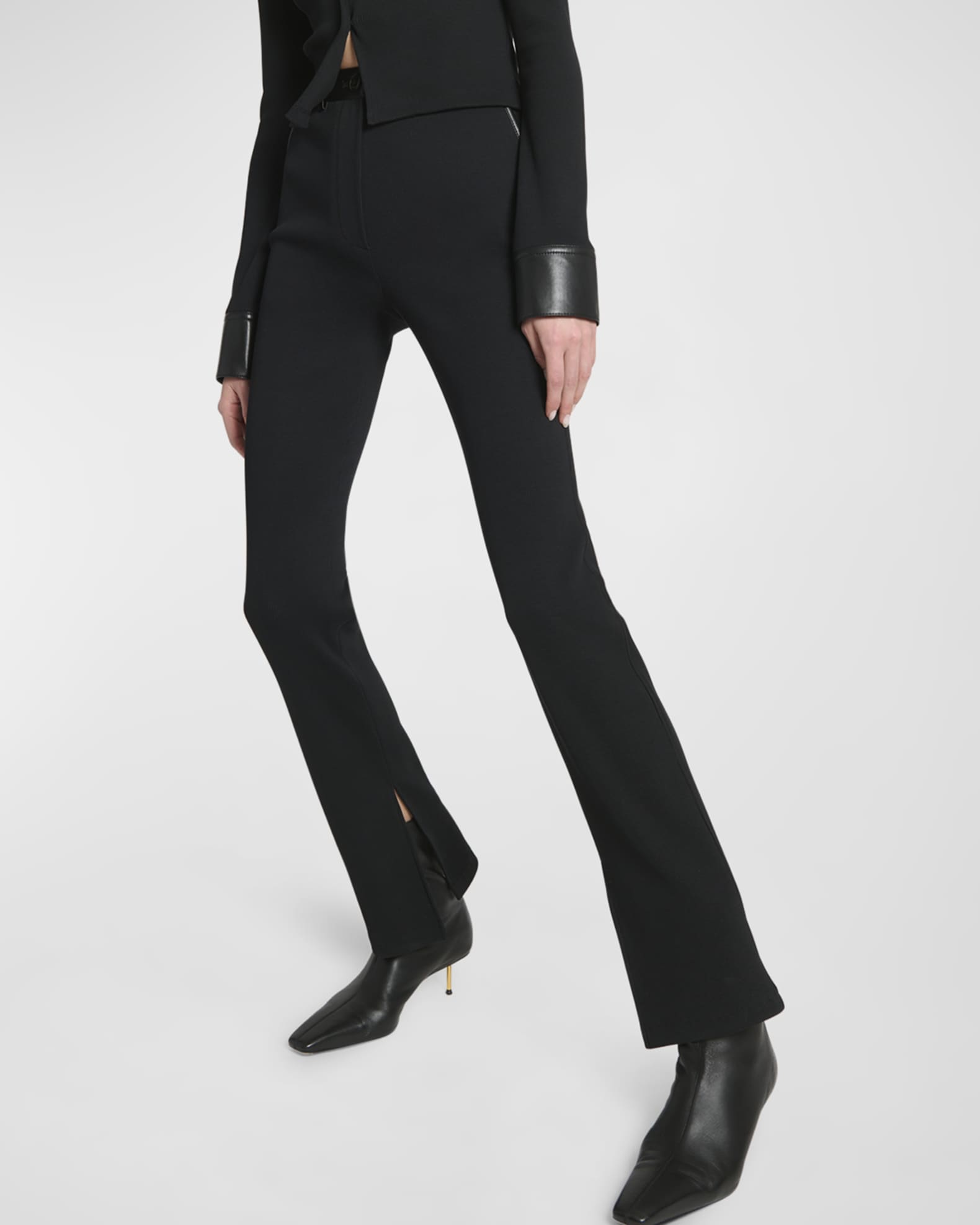 Nanushka Mykas Straight Split-Hem Pants | Neiman Marcus