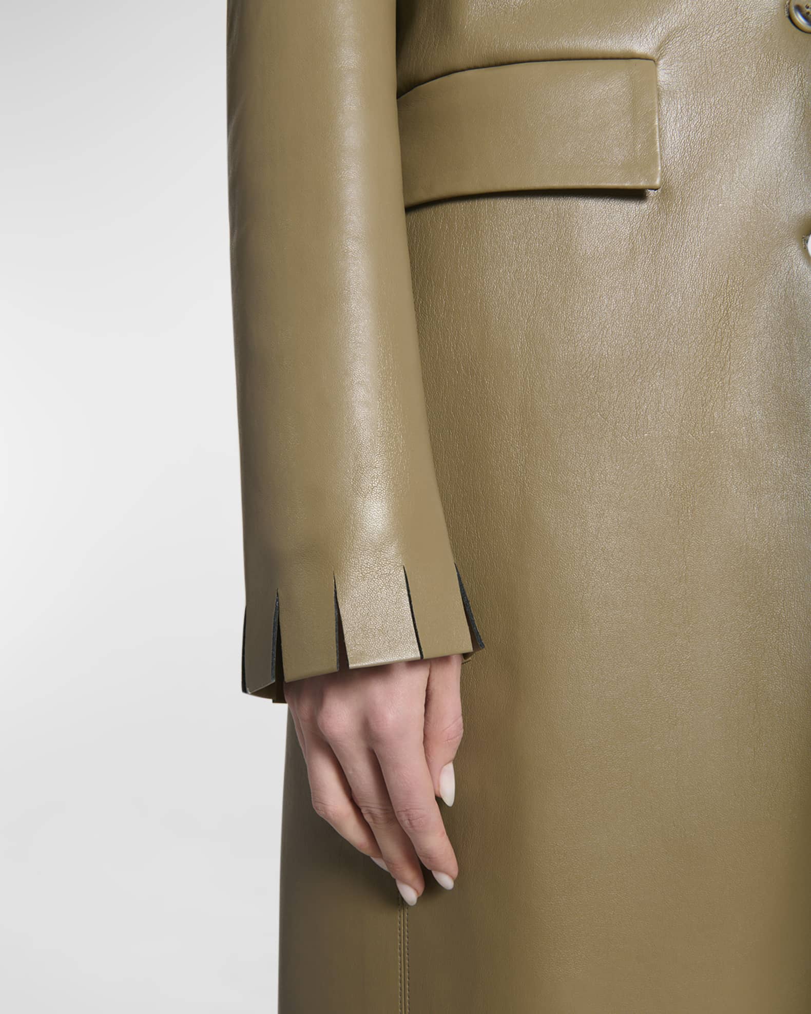 Nanushka Nikoline Fringe Alt-Leather Trench Coat | Neiman Marcus