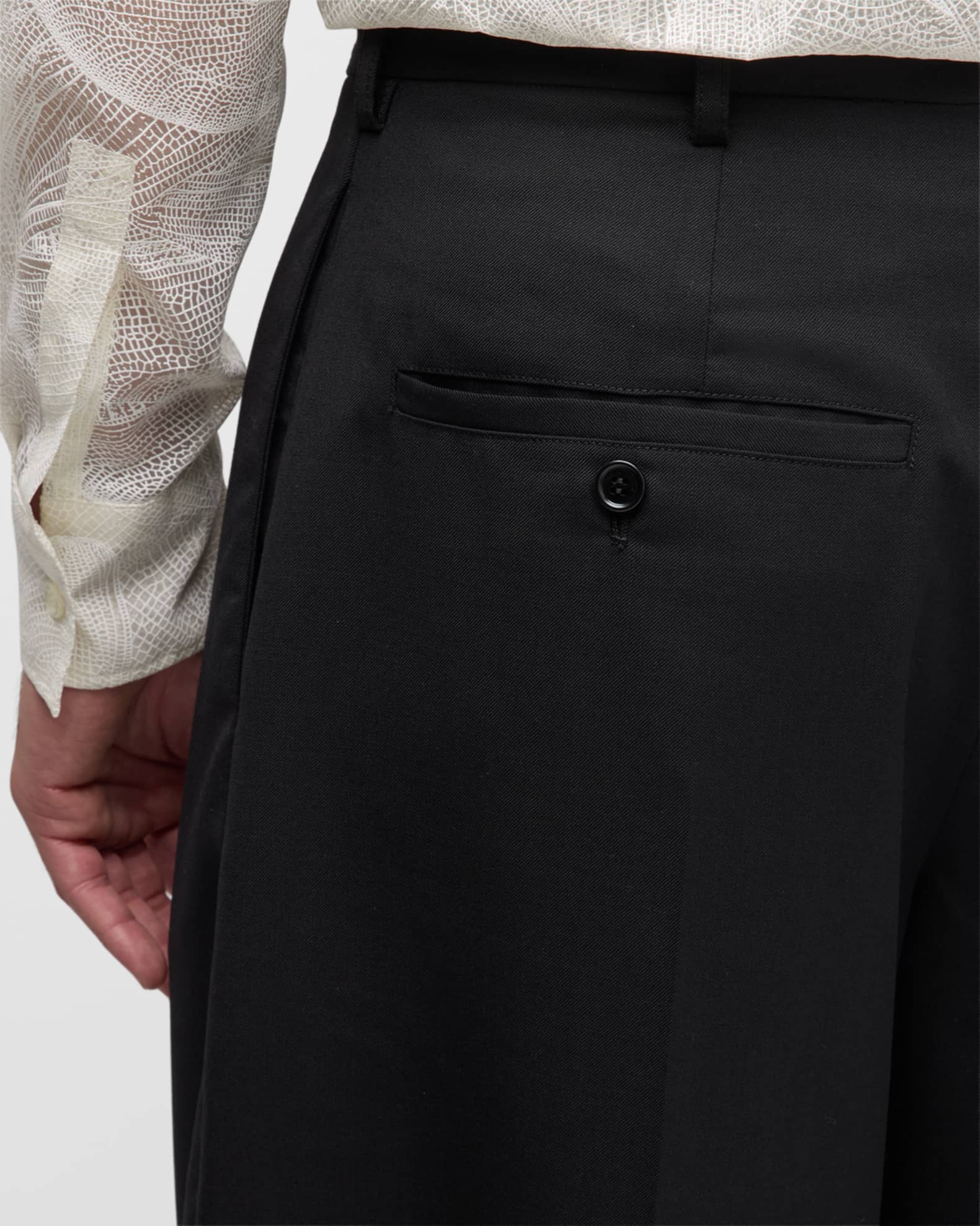 Simone Rocha Men's Wide-Leg Wool Trousers | Neiman Marcus