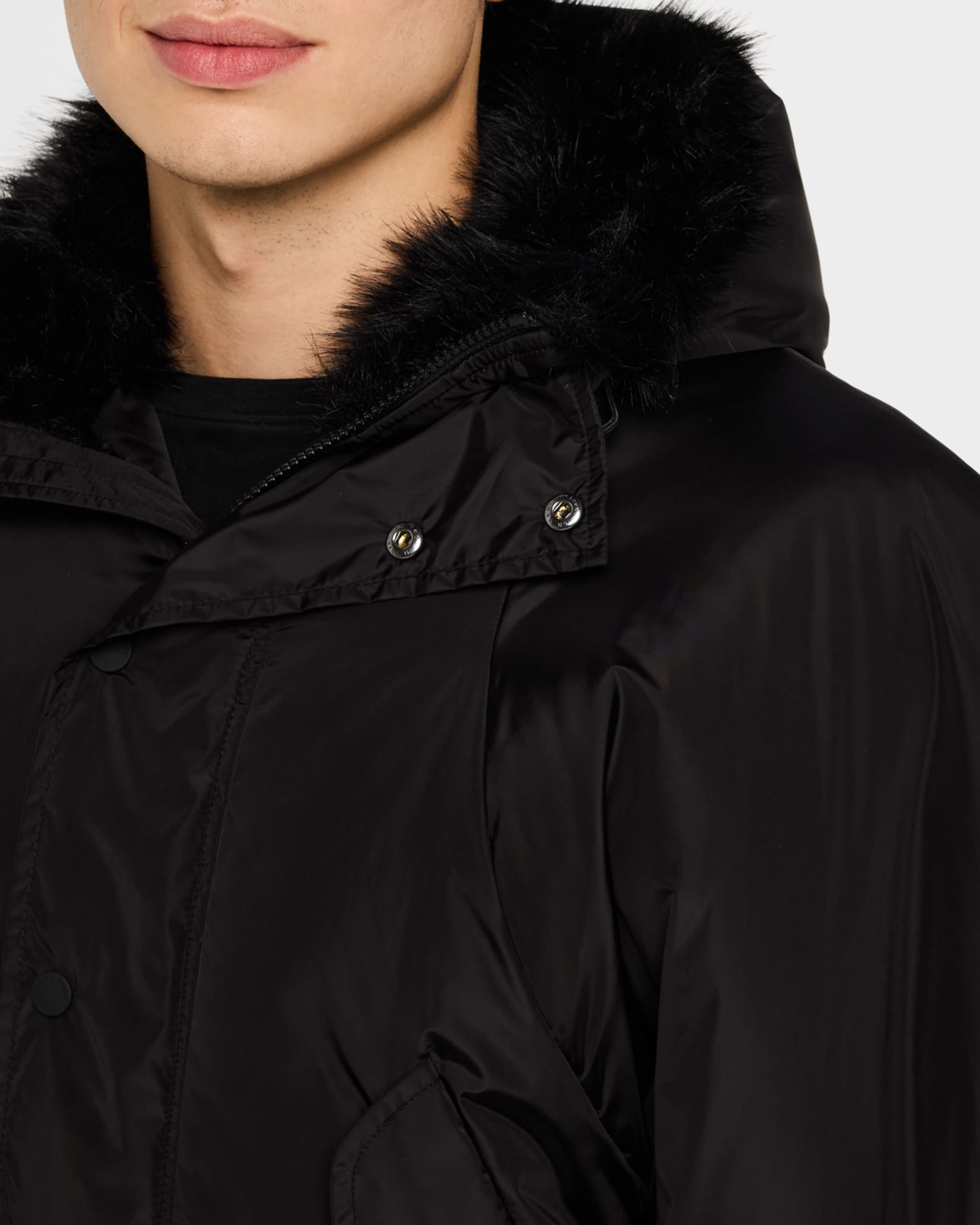 Simone Rocha Men's Puff-Sleeve Bomber Jacket with Faux Fur | Neiman Marcus