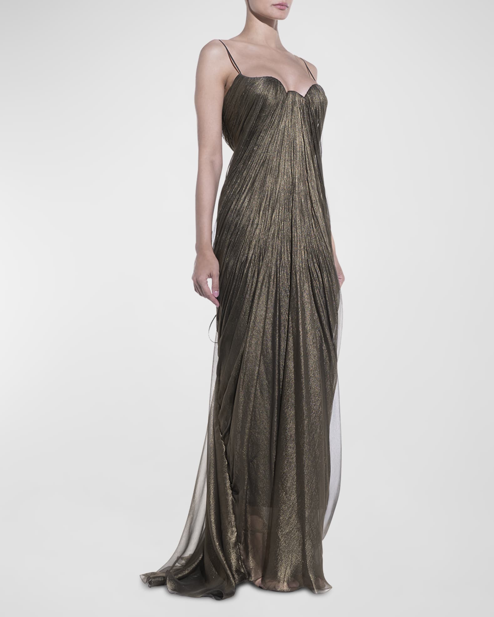 Maria Lucia Hohan Alaya Draped Metallic Silk Gown | Neiman Marcus