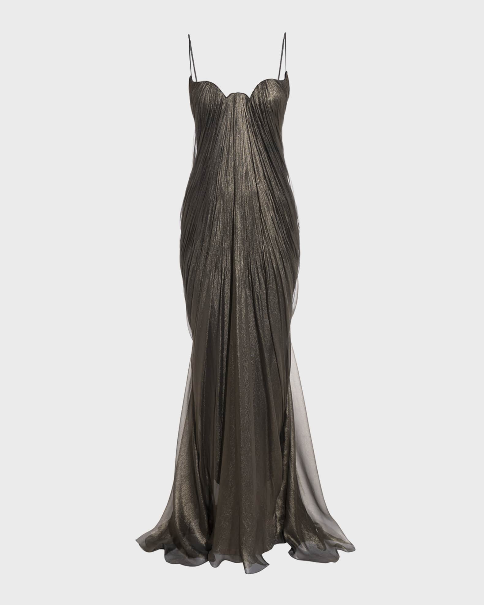 Maria Lucia Hohan Alaya Draped Metallic Silk Gown | Neiman Marcus