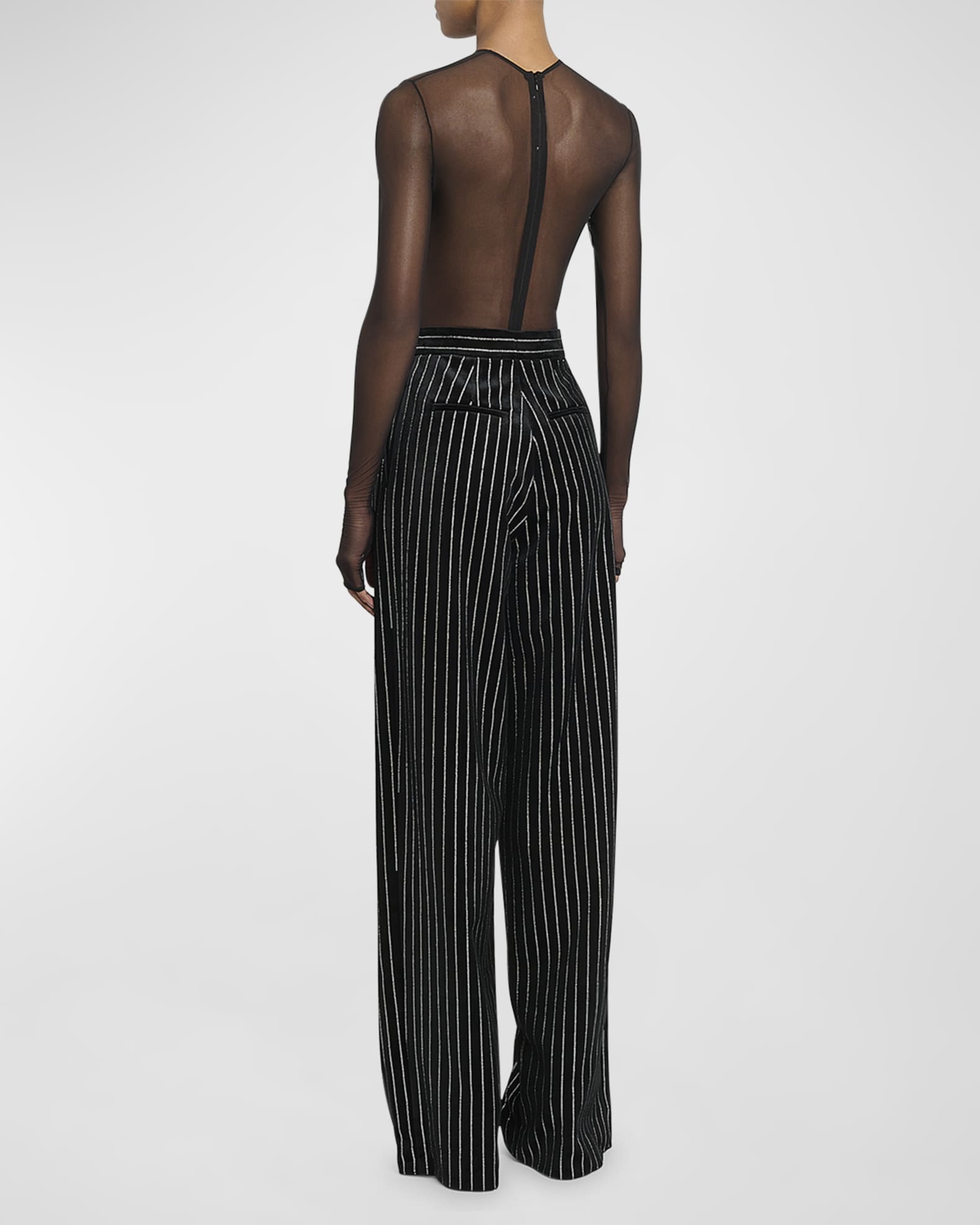 Alex Perry Long-Sleeve Fine Mesh Bodysuit | Neiman Marcus