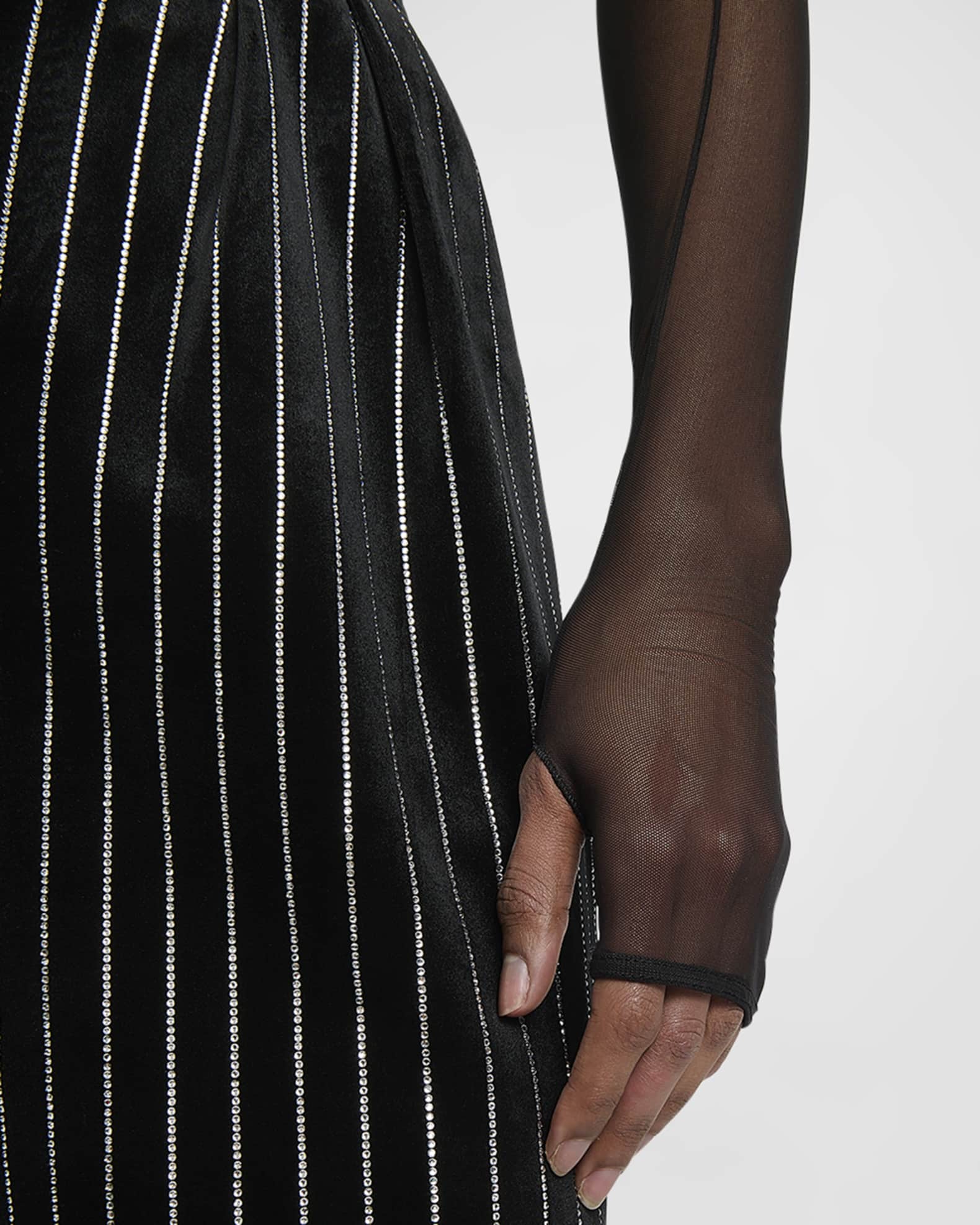 Alex Perry Long-Sleeve Fine Mesh Bodysuit | Neiman Marcus