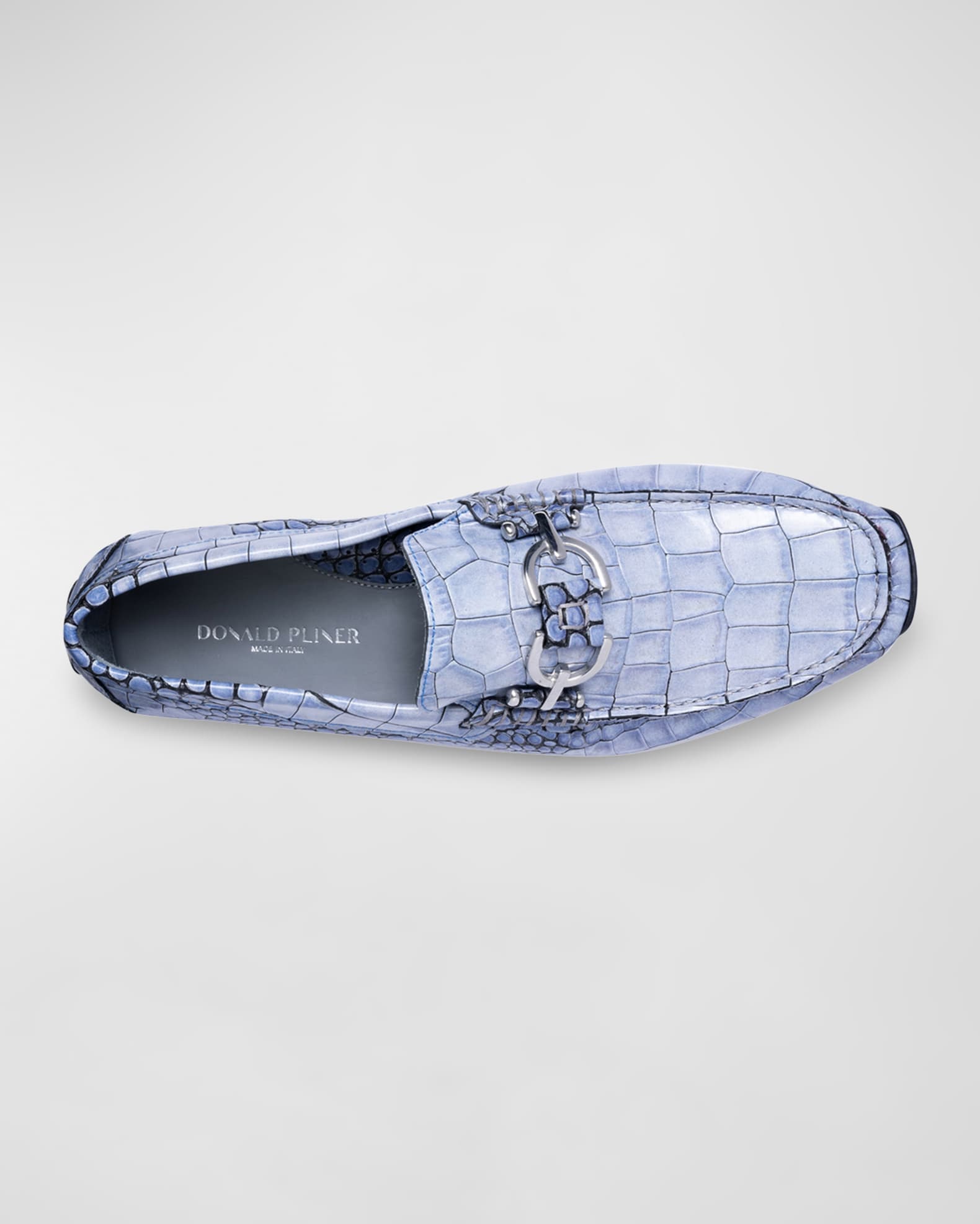 Donald Pliner Men's Dacio Metal Bit Croc-Effect Leather Drivers ...