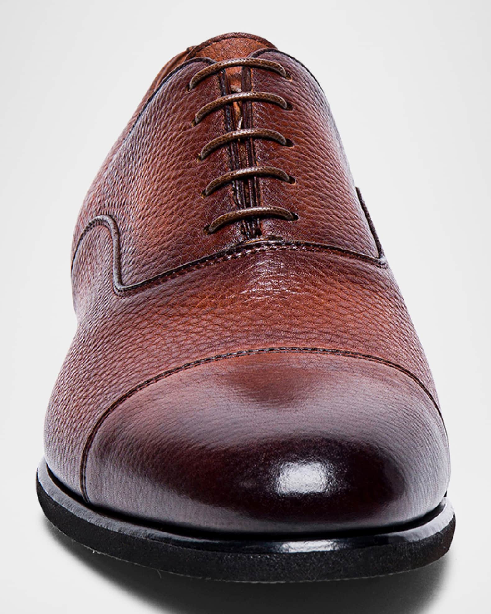 Men's Darian Grained Leather Oxfords | Neiman Marcus