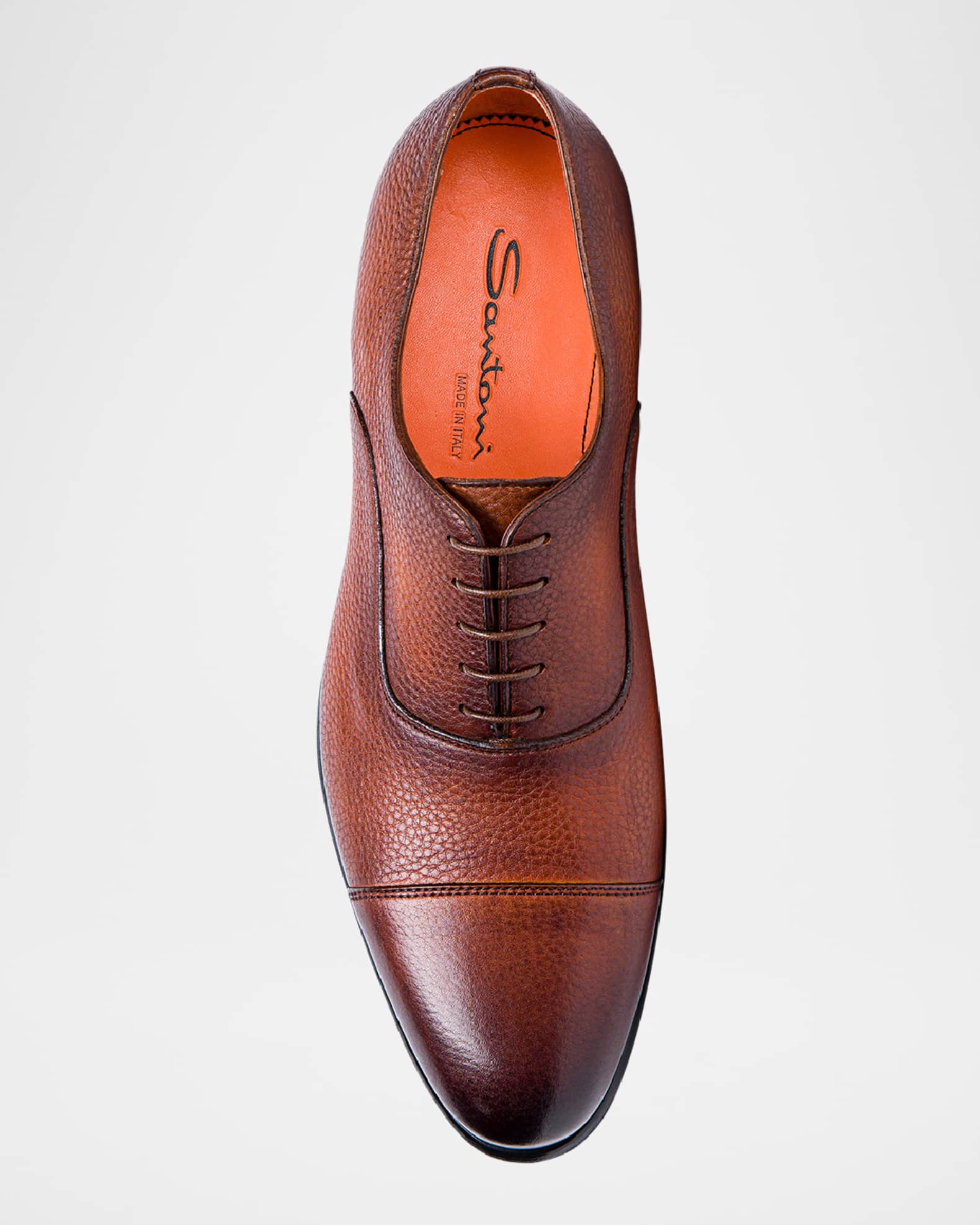 Men's Darian Grained Leather Oxfords | Neiman Marcus