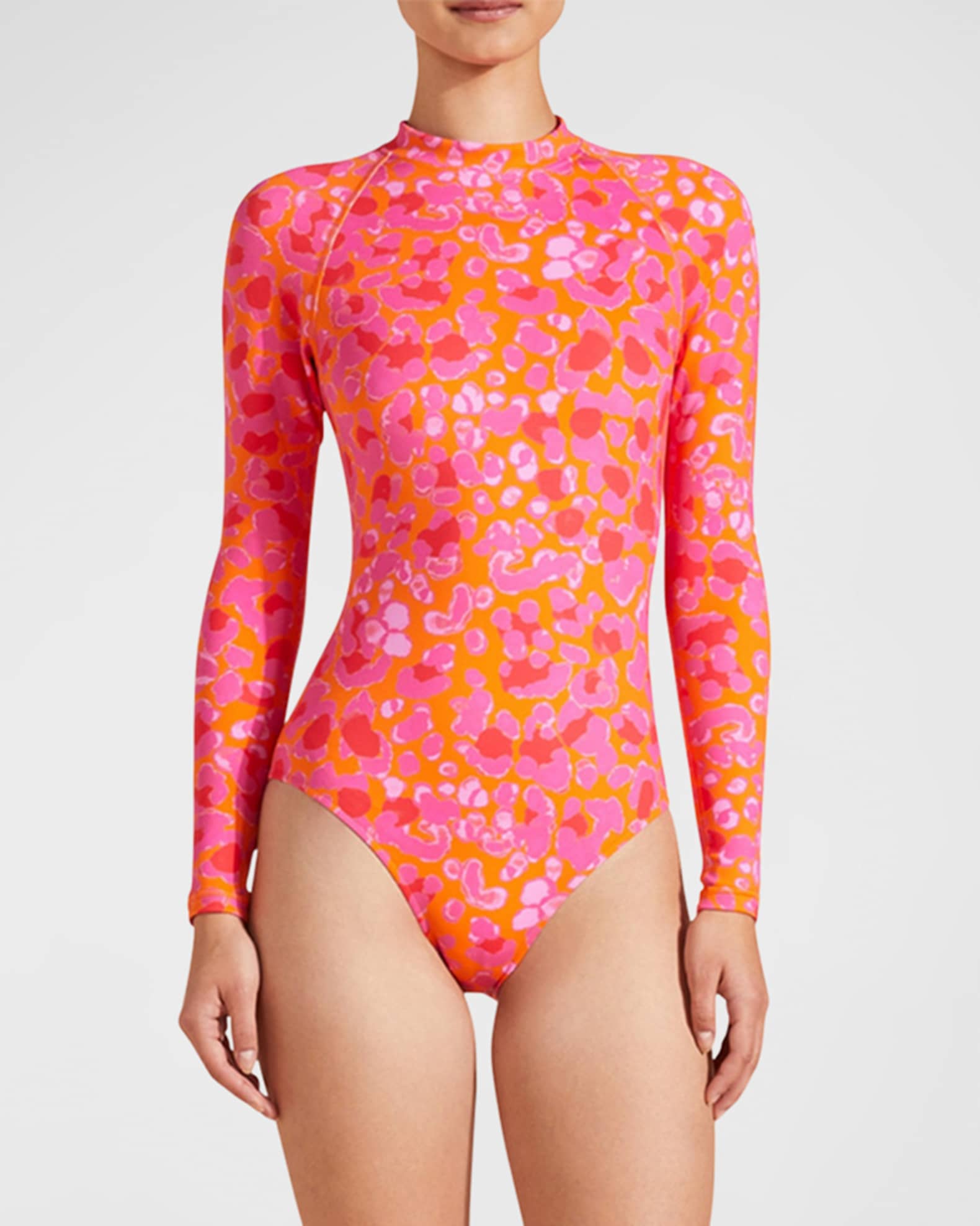 Vilebrequin Abstract Leopard Printed Rashguard One-Piece Swimsuit ...