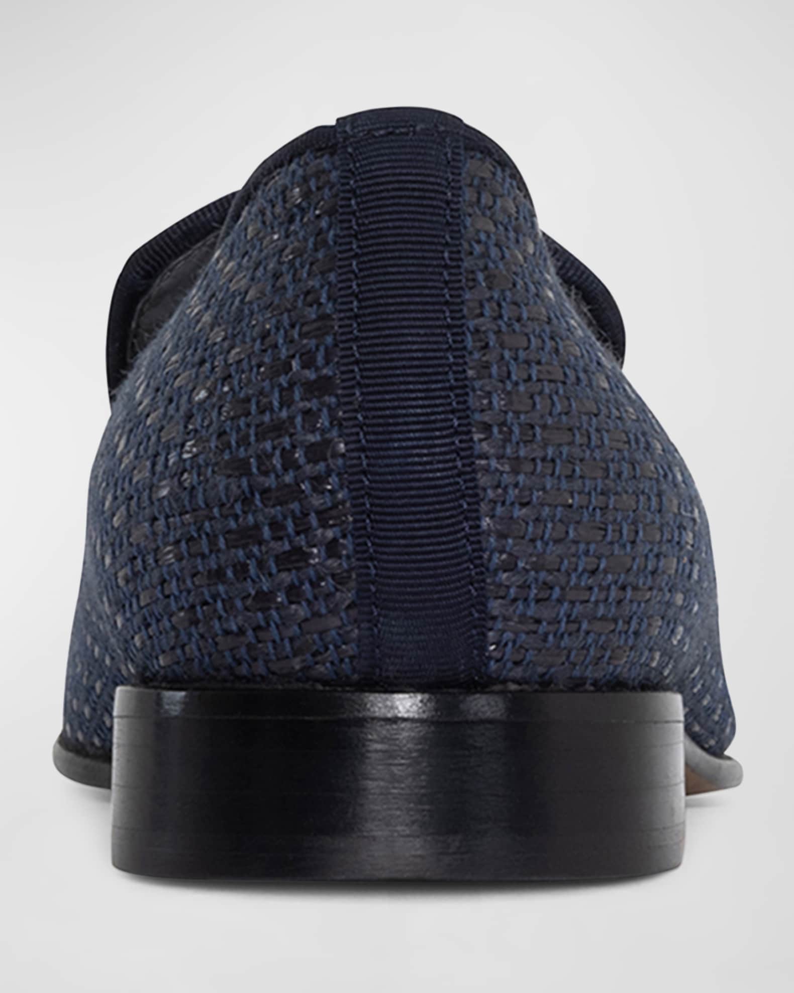 Donald J Pliner Men's Spencer Raffia Crest Logo Loafers | Neiman Marcus