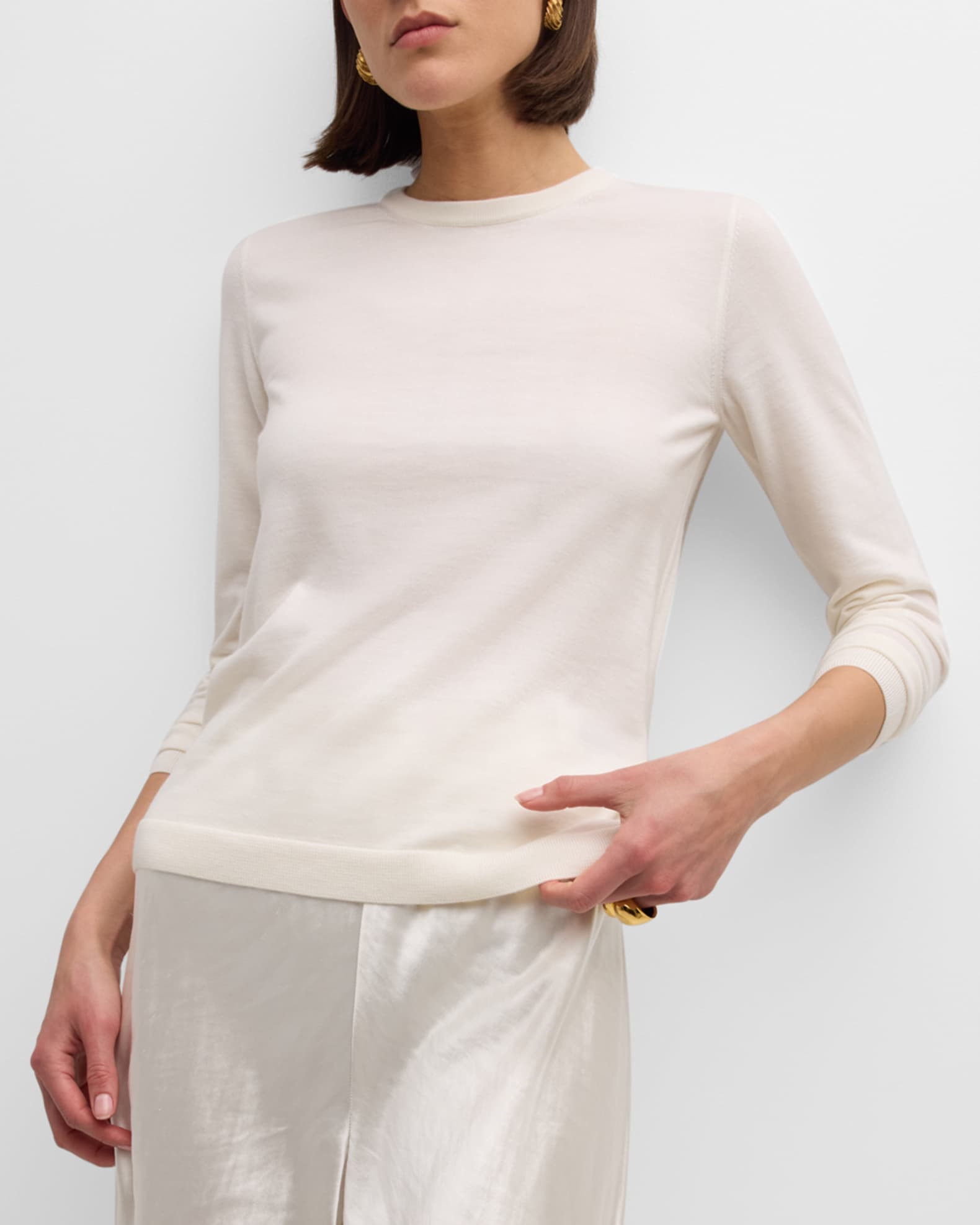 Ralph Lauren Collection Cashmere Jersey Crewneck Sweater | Neiman Marcus