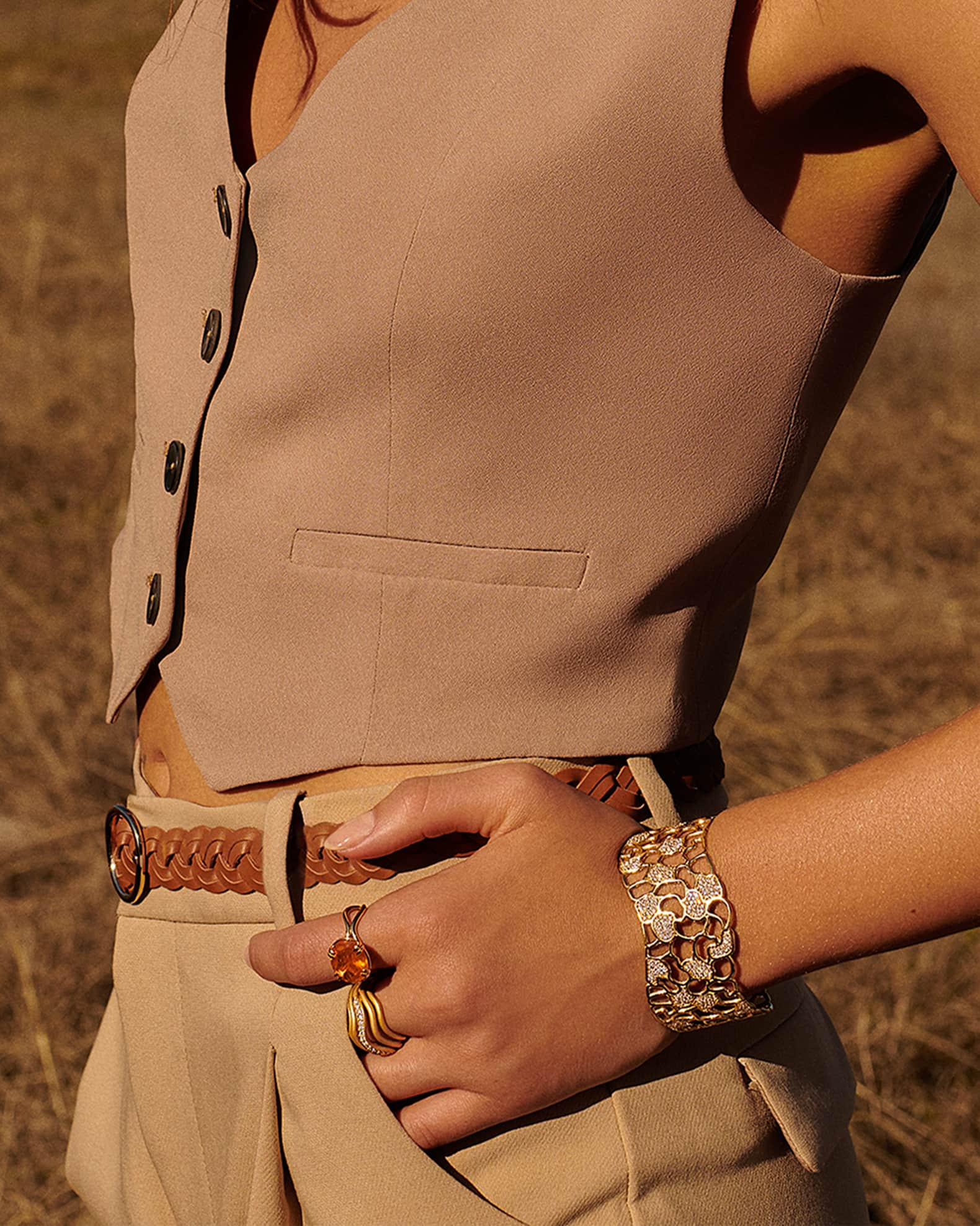 Jamie Turner 18K Gold Canyon Cuff with Diamonds | Neiman Marcus