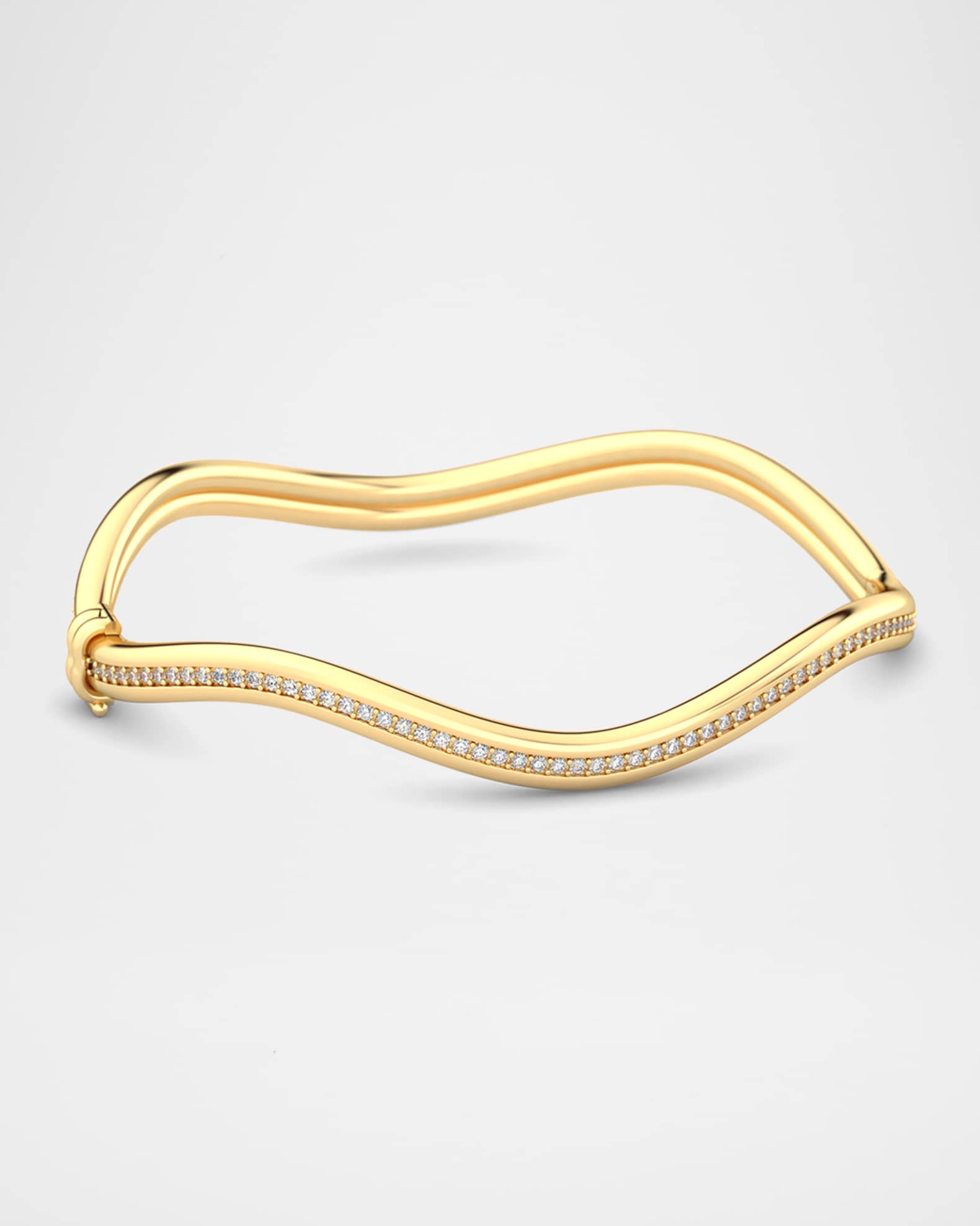 Jamie Turner 18K Gold Hinged Curve Bangle with Diamonds | Neiman Marcus