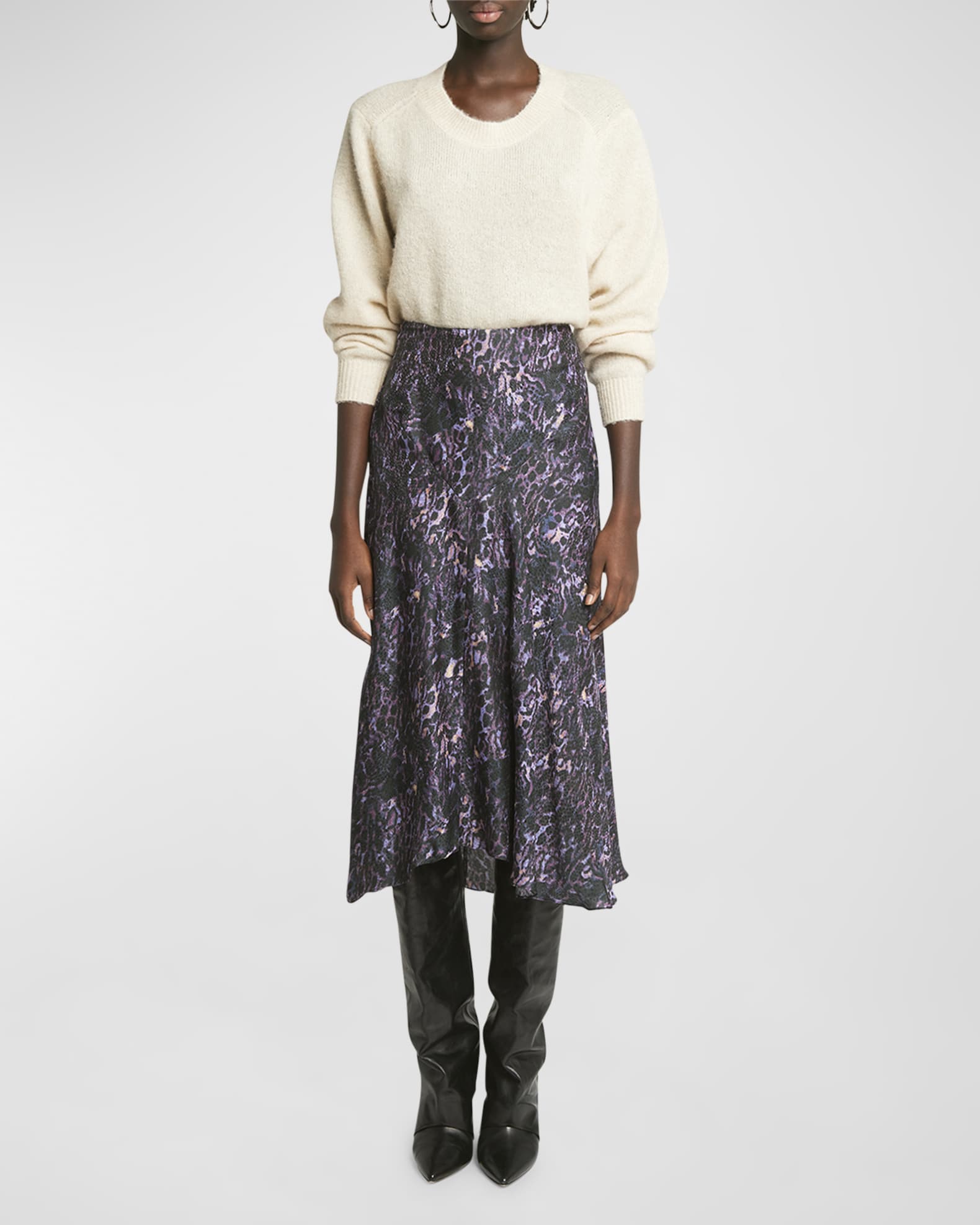 Isabel Marant Lisanne Silk Printed Midi Skirt | Neiman Marcus