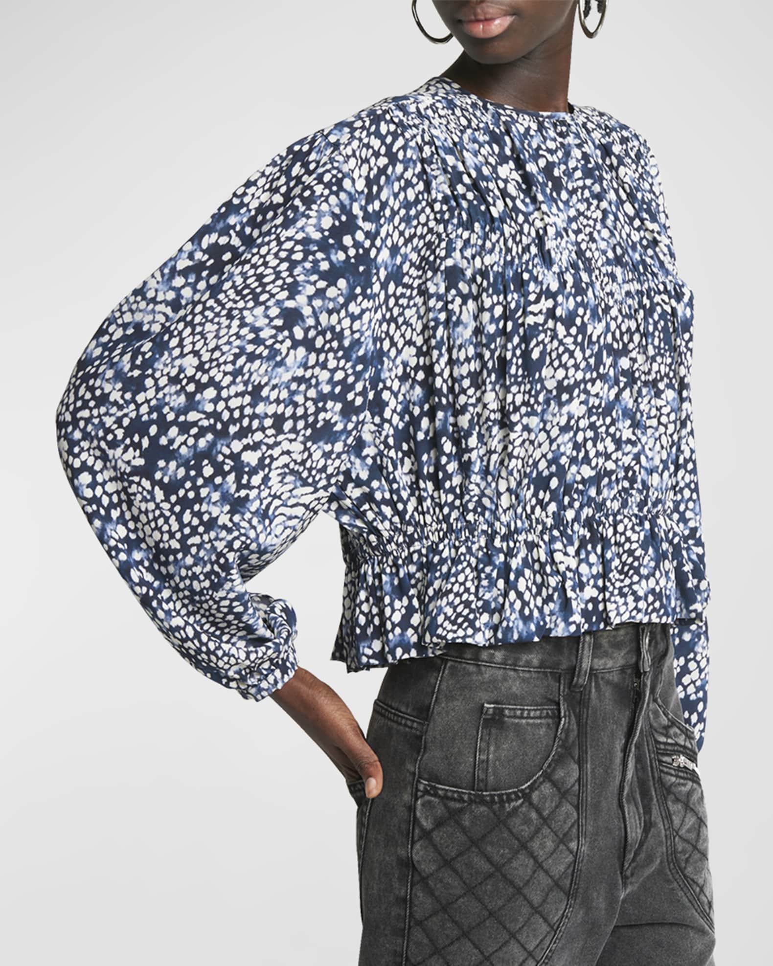 Isabel Marant Gelina Printed Peplum Top | Neiman Marcus