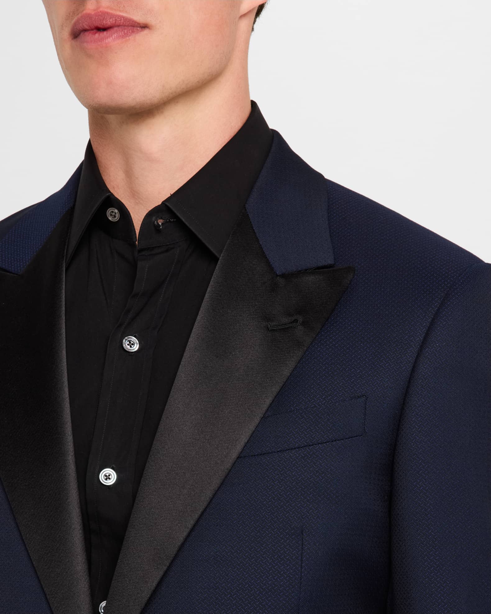 Emporio Armani Men's Patterned Wool Peak Tuxedo | Neiman Marcus