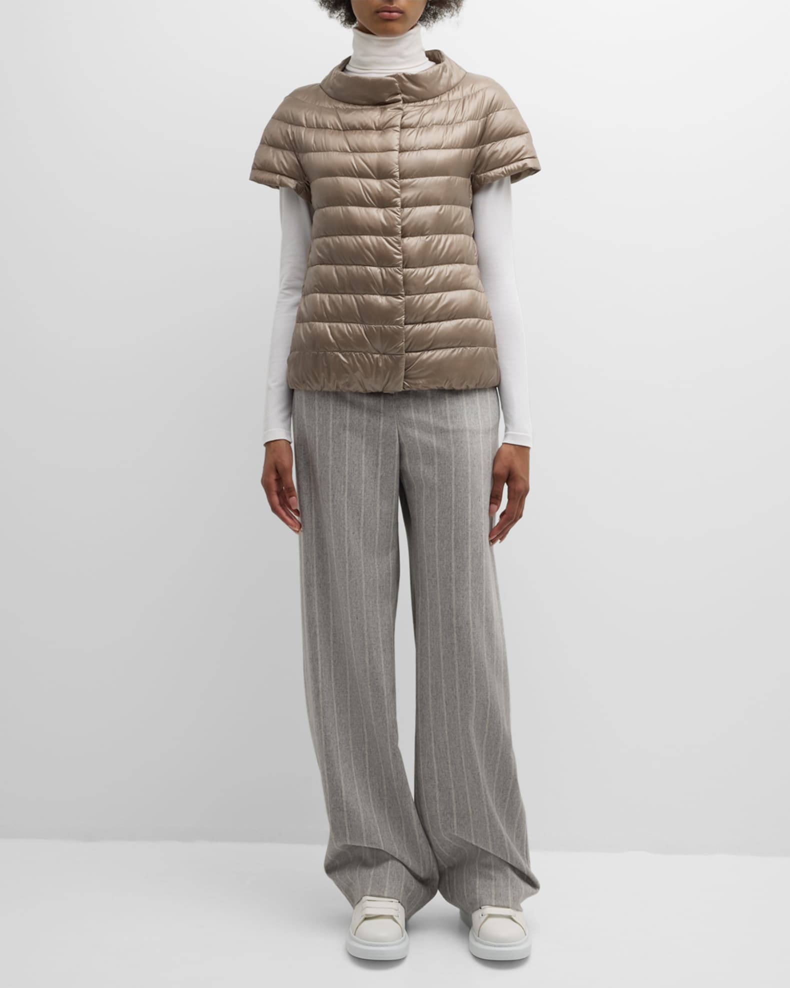 Herno Emilia Water-Resistant Ultralight Nylon Puffer Cape | Neiman Marcus