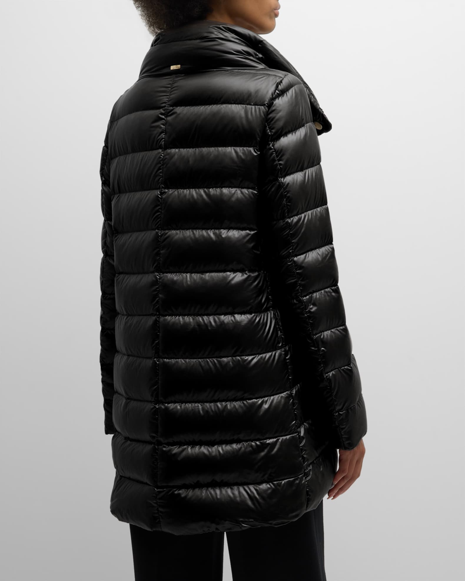 Herno Amelia Water-Resistant Ultralight Nylon A-Line Puffer Jacket ...