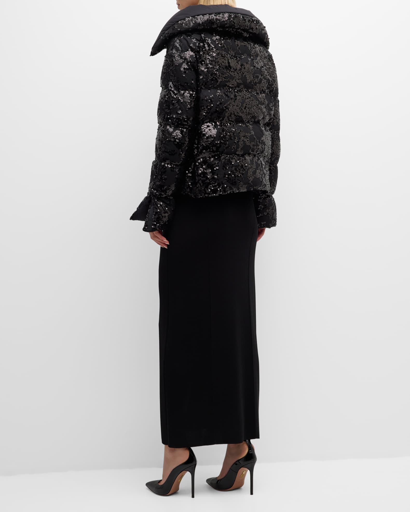 Herno Sequined Lace Puffer Jacket | Neiman Marcus