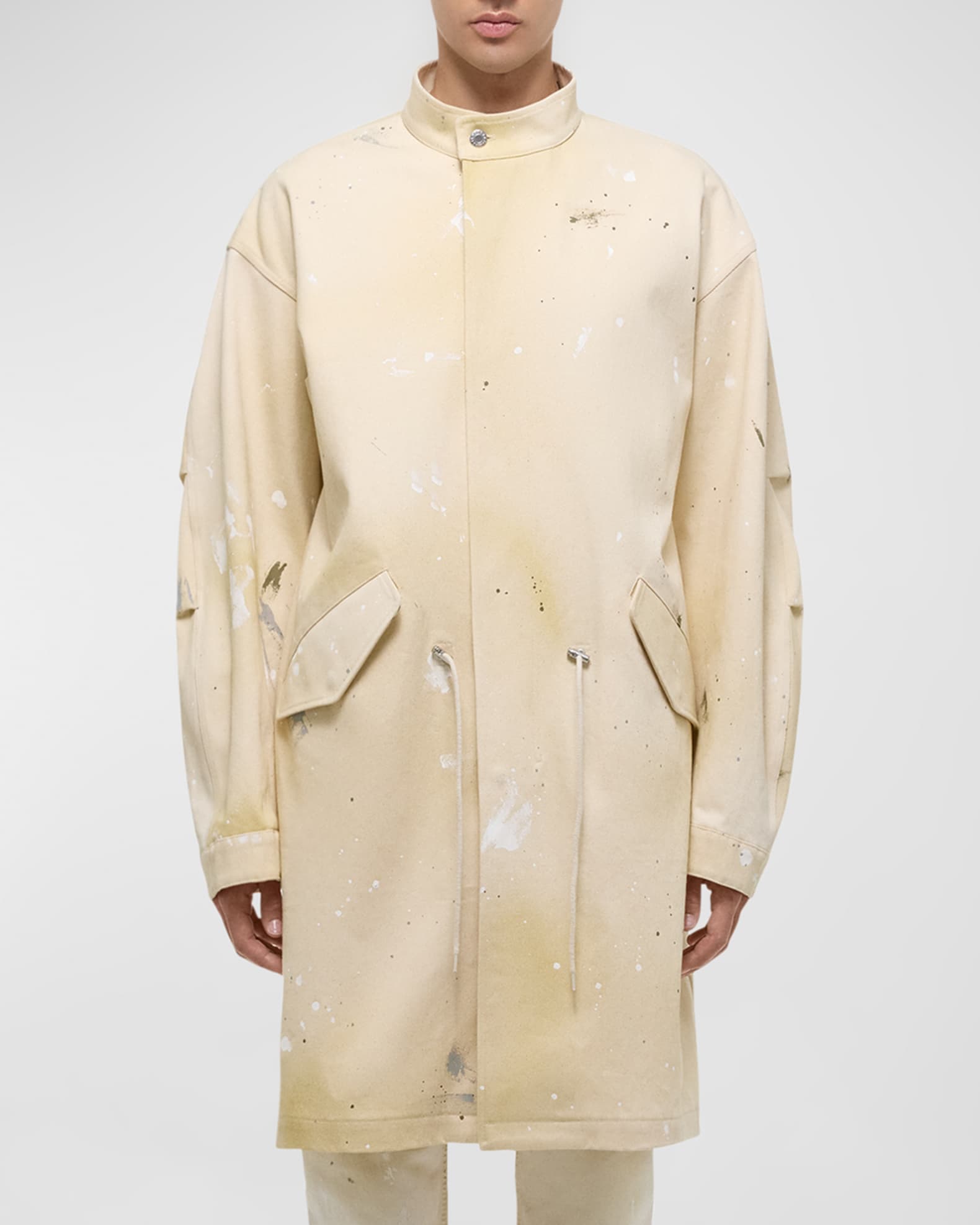 Helmut Lang Men's Paint Splatter Denim Parka | Neiman Marcus