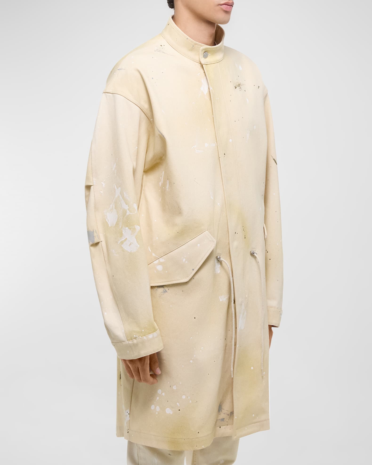 Helmut Lang Men's Paint Splatter Denim Parka | Neiman Marcus