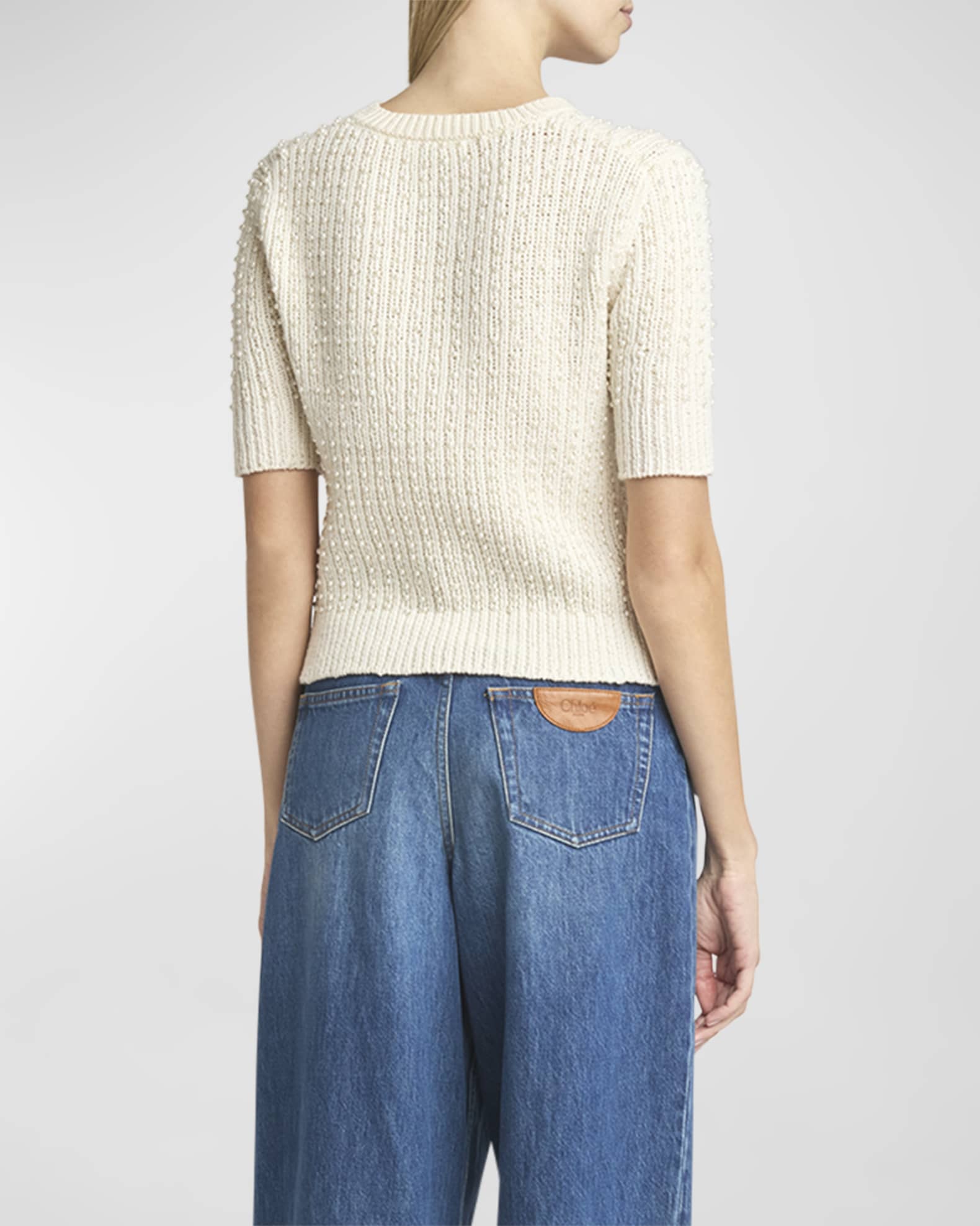 Chloe Cashmere Knit Sweater with Pearly Details | Neiman Marcus