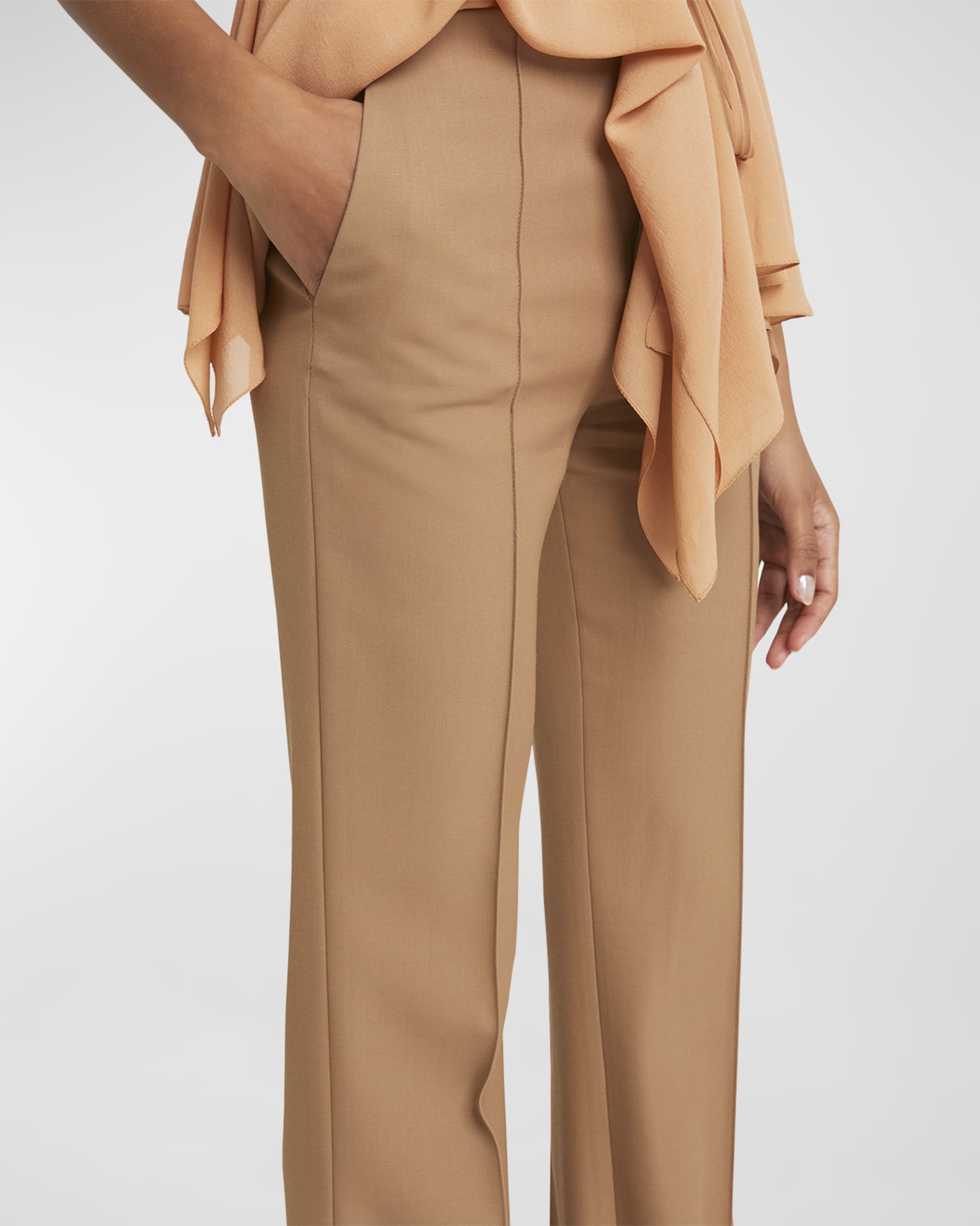 Chloe Grain De Poudre Wool Flare Pants | Neiman Marcus