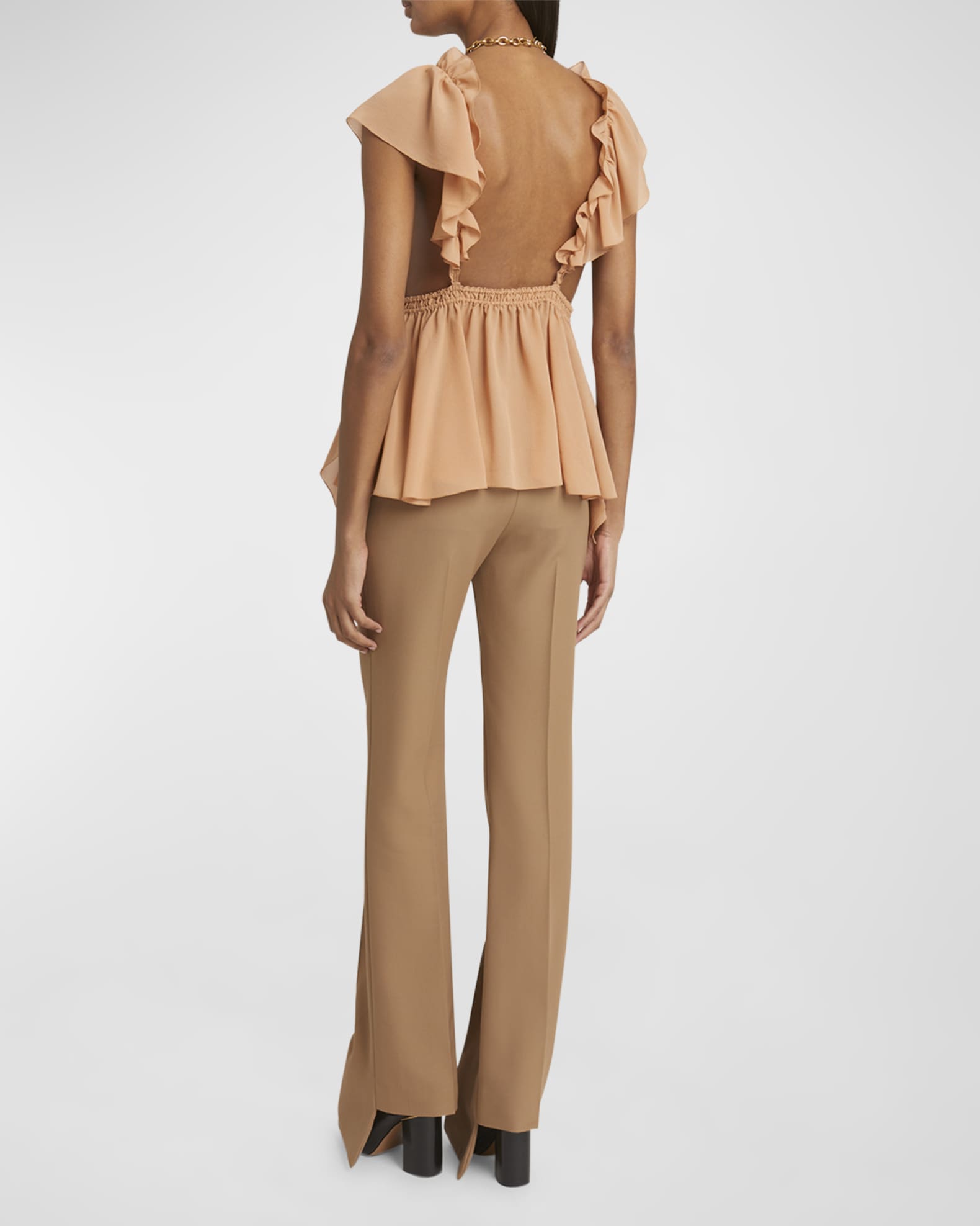 Chloe Ruffle Top with Tie Waist | Neiman Marcus