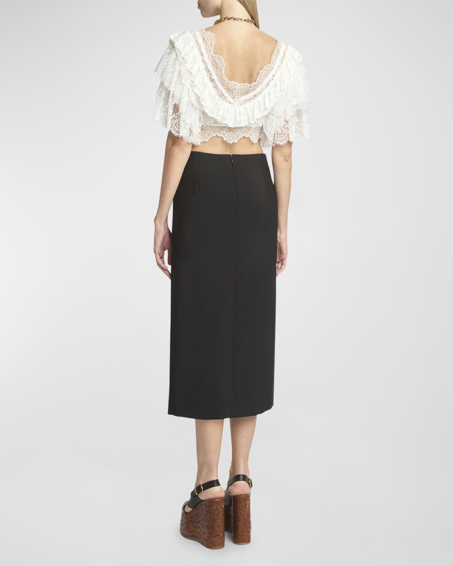 Chloe Floral Lace Mix Crop Top | Neiman Marcus