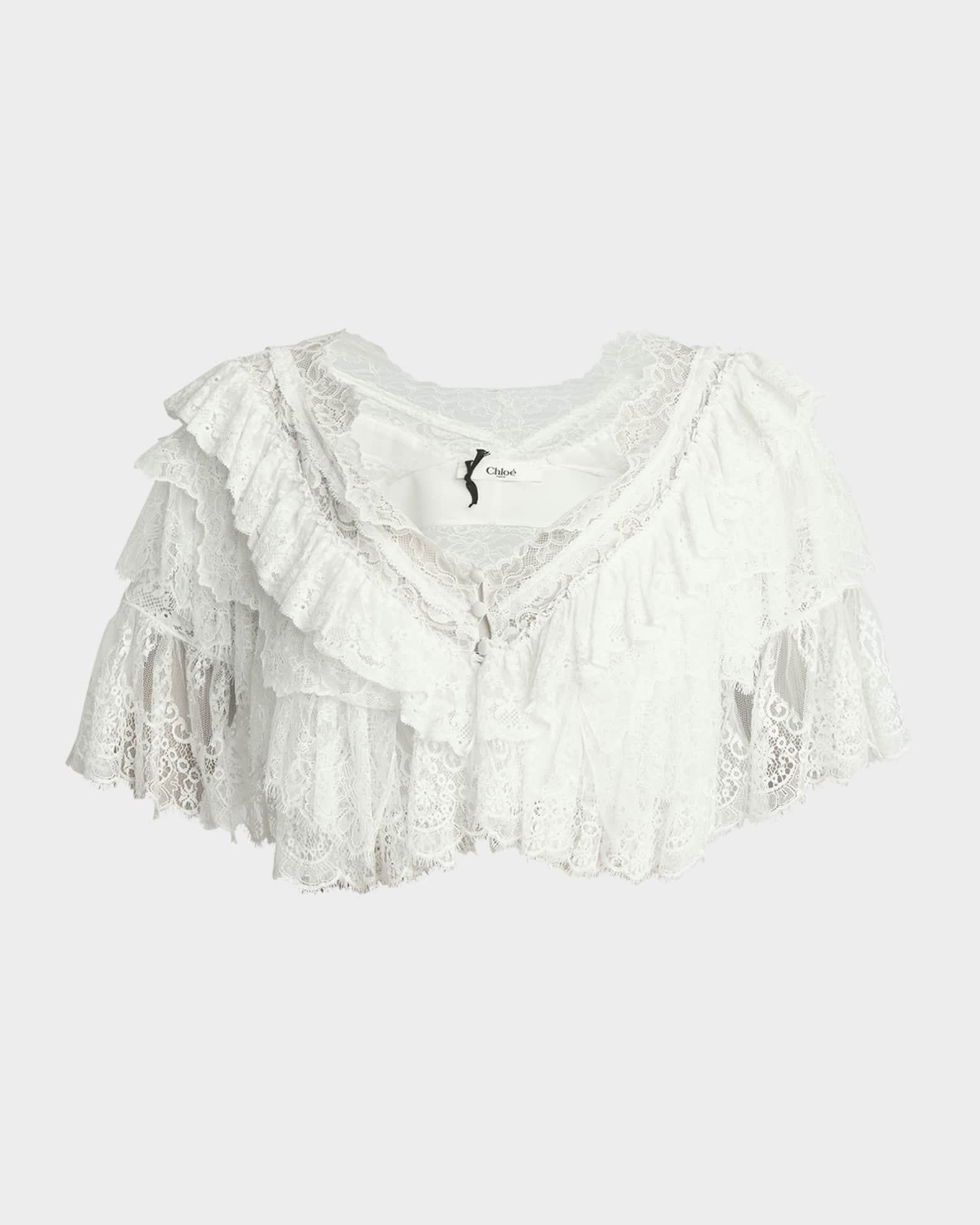 Chloe Floral Lace Mix Crop Top | Neiman Marcus