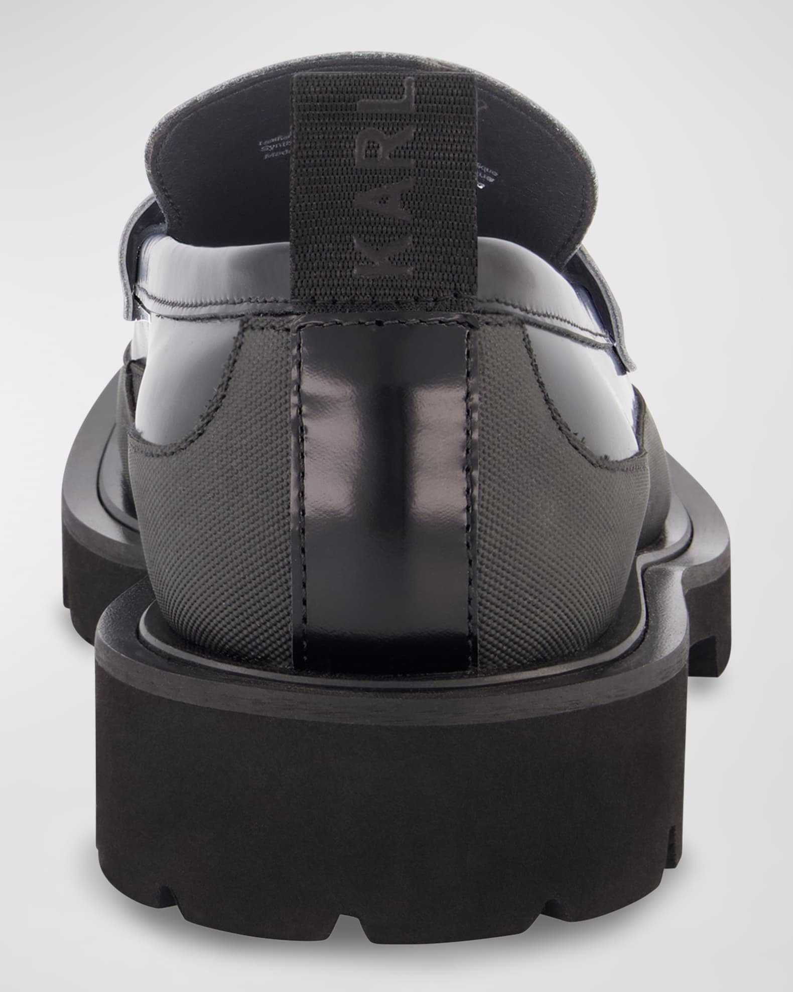 Karl Lagerfeld Paris Men's Mixed Leather Logo Lug-Sole Penny Loafers ...