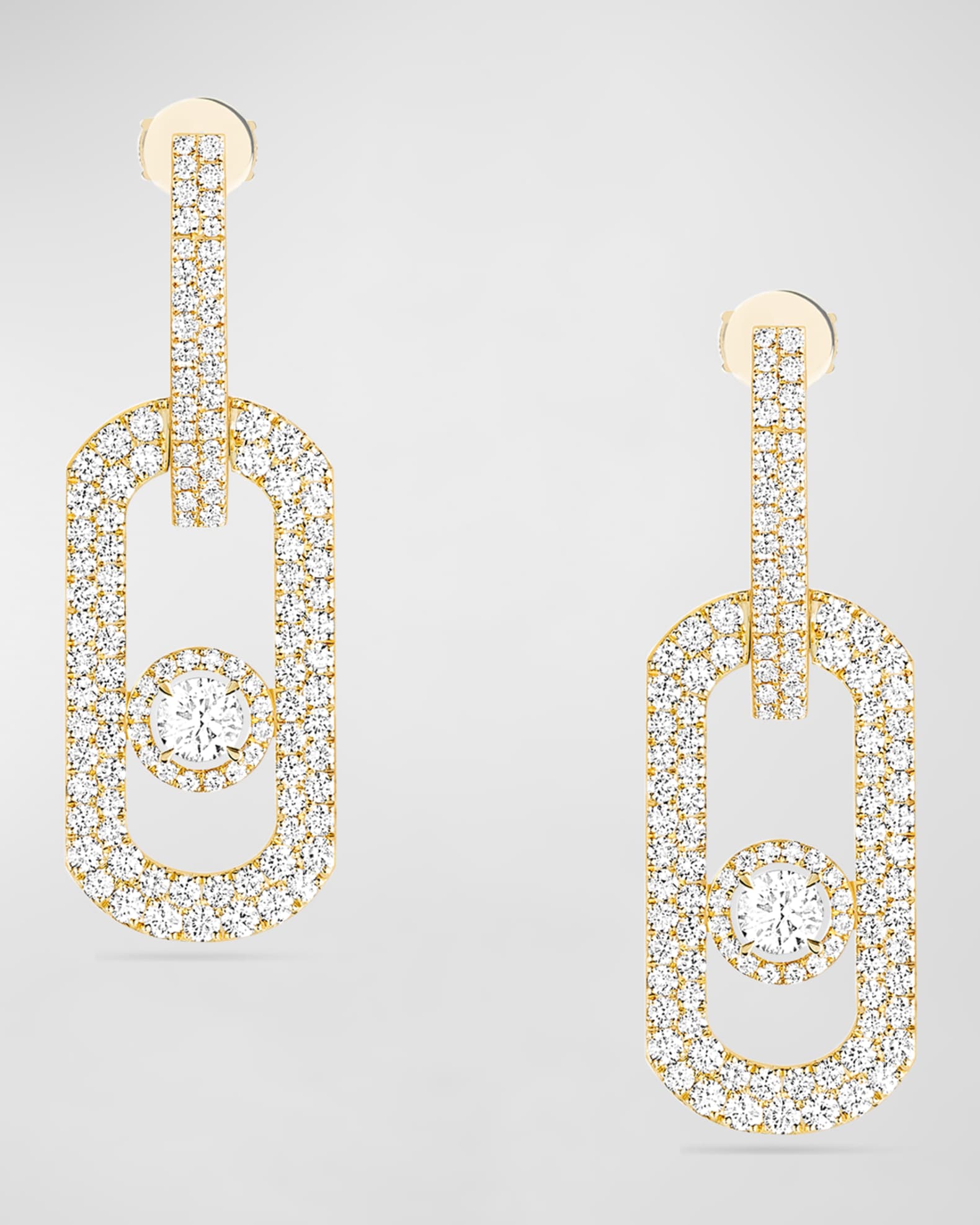 Messika So Move XL 18K Yellow Gold Pavé Pendant Earrings | Neiman Marcus