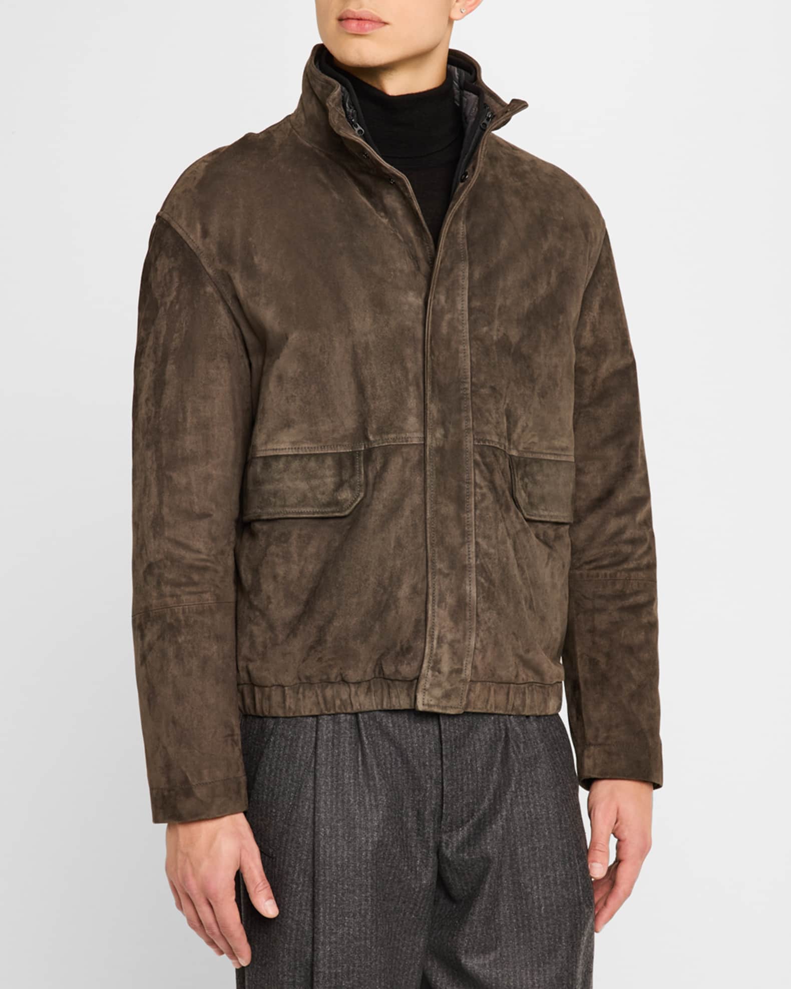 Emporio Armani Men's Reversible Suede and Quilted Nylon Jacket | Neiman Marcus