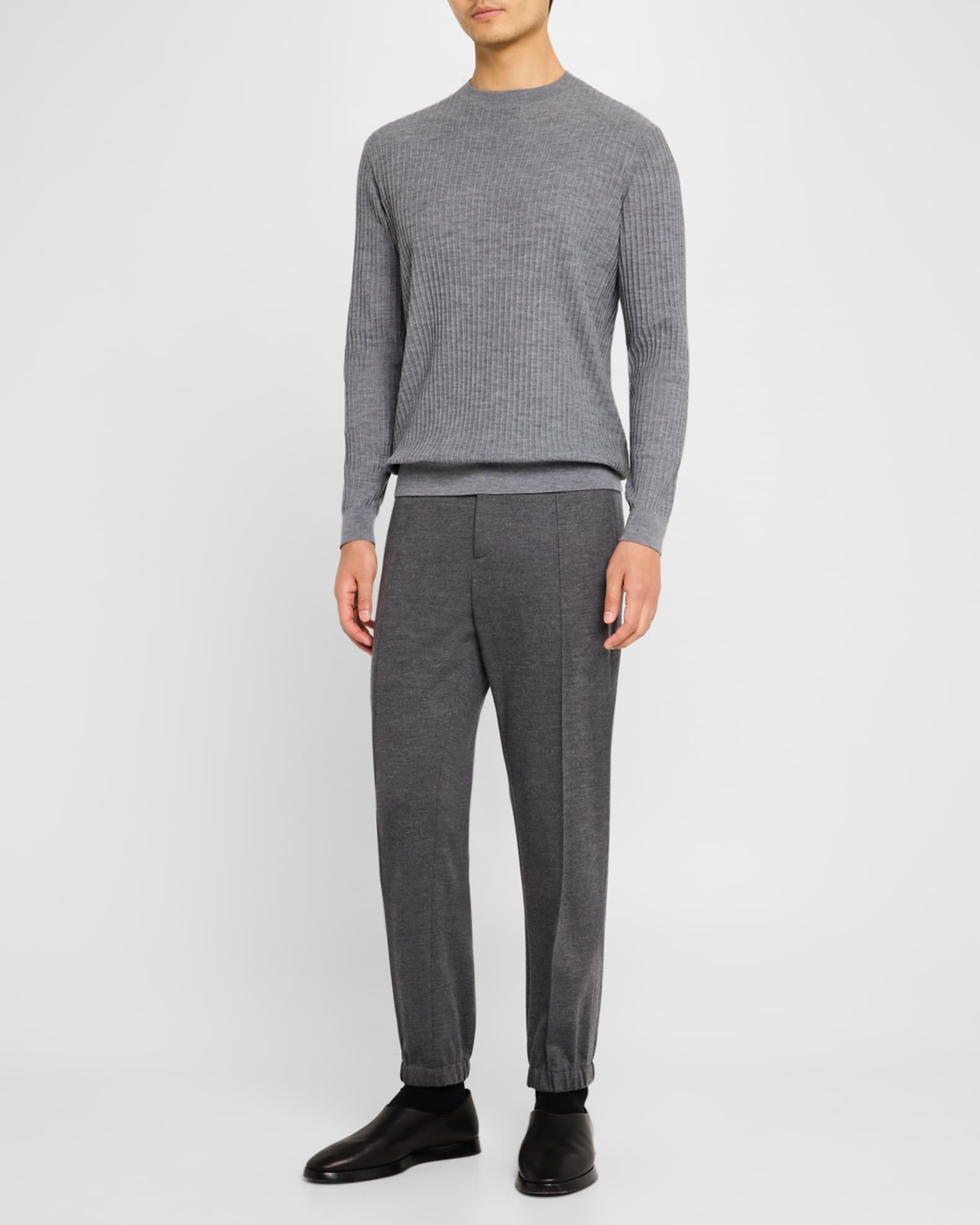 Emporio Armani Men's Vertical Stripe Knit Crewneck Sweater | Neiman Marcus