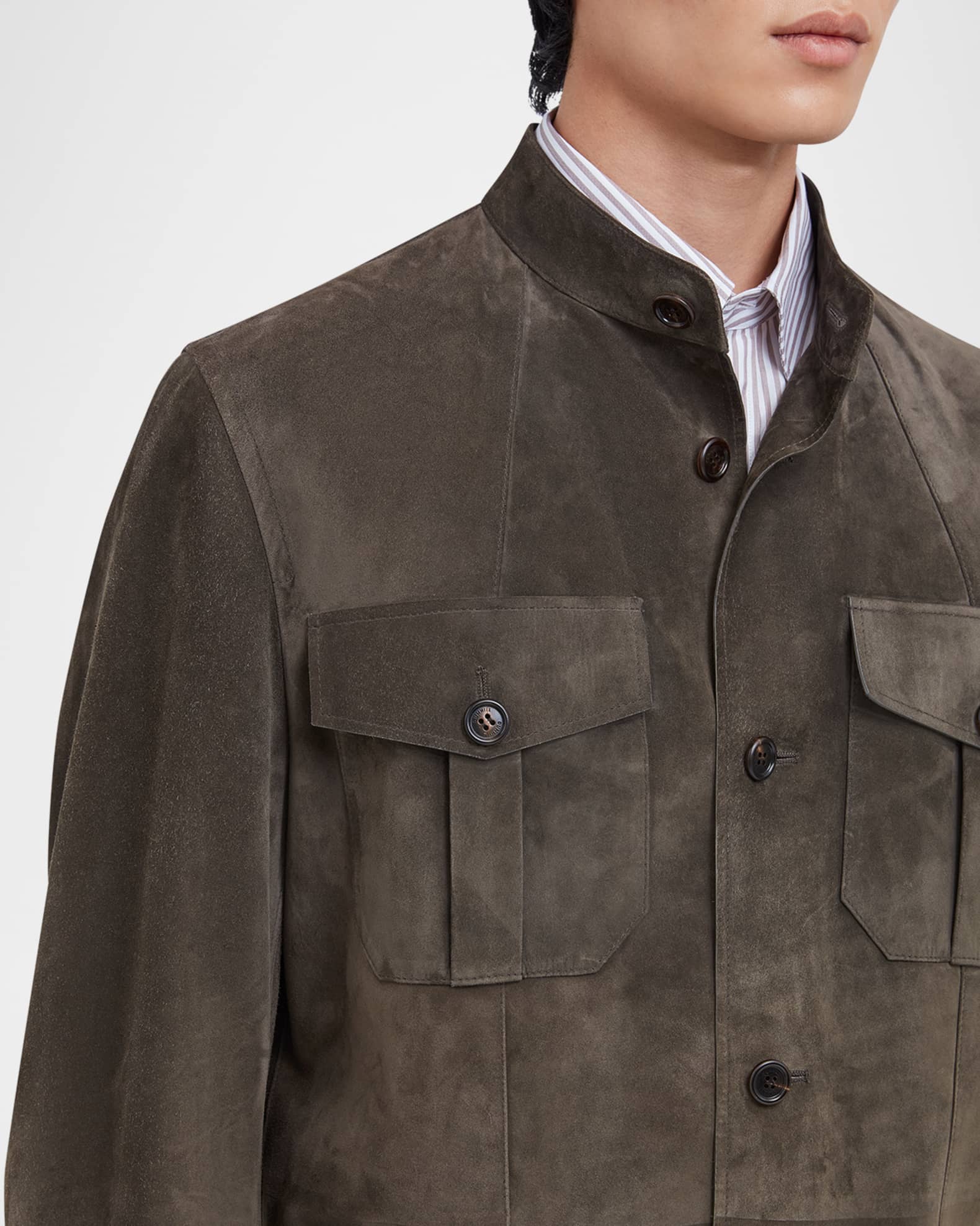 dunhill Men's Suede Shirt Jacket | Neiman Marcus