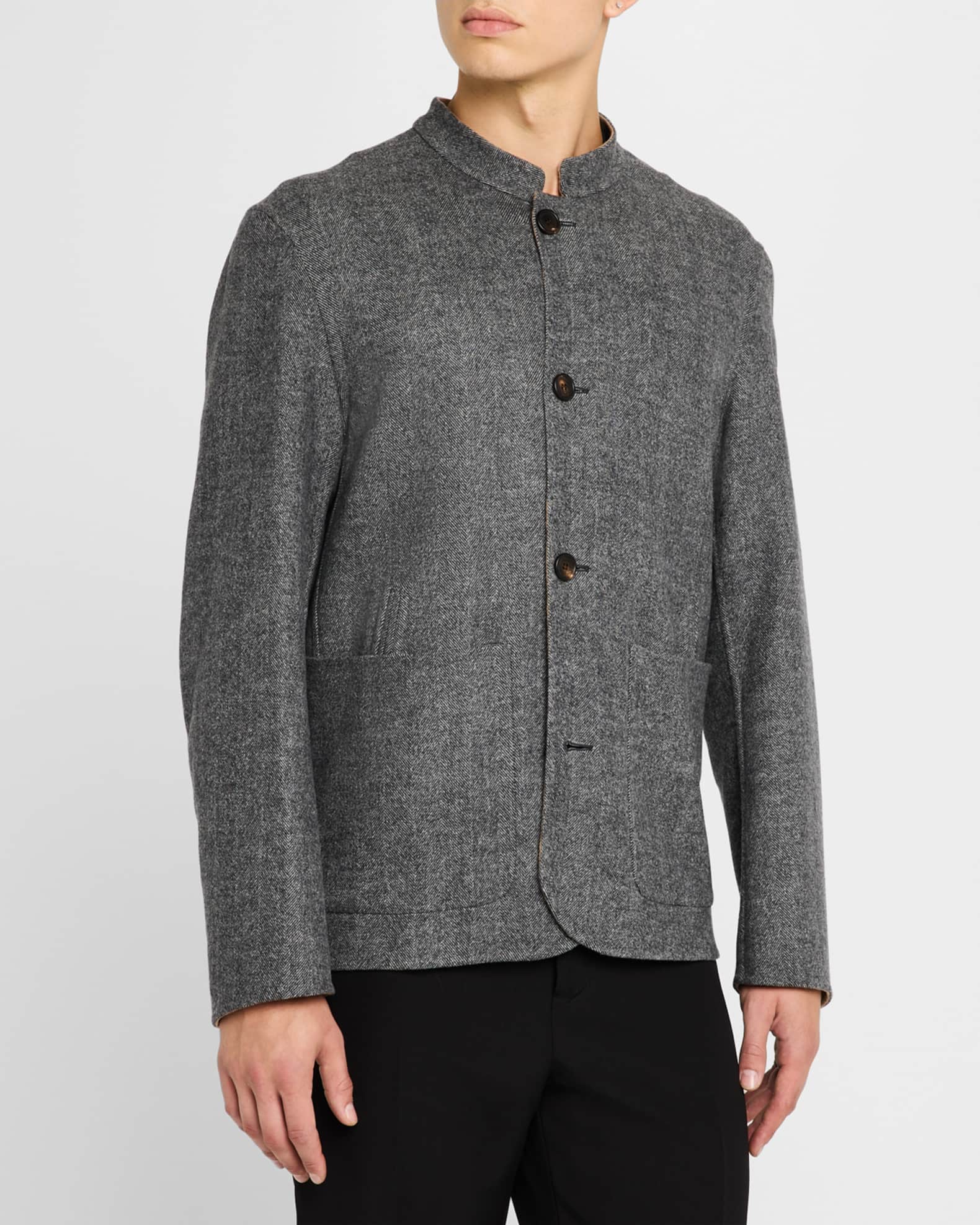 dunhill Men's Double-Face Wool Herringbone Driving Jacket | Neiman Marcus