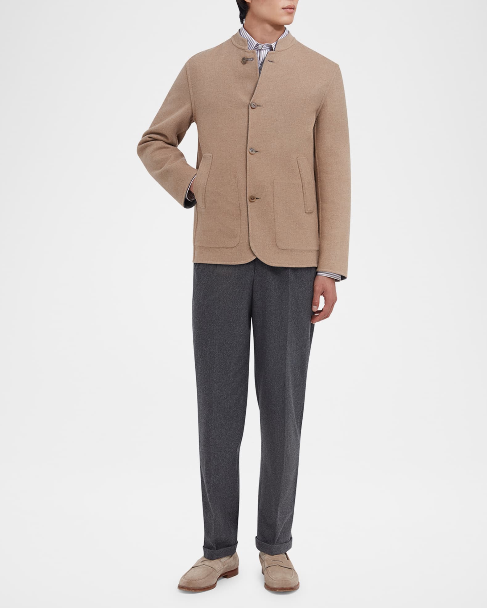 dunhill Men's Double-Face Wool Herringbone Driving Jacket | Neiman Marcus