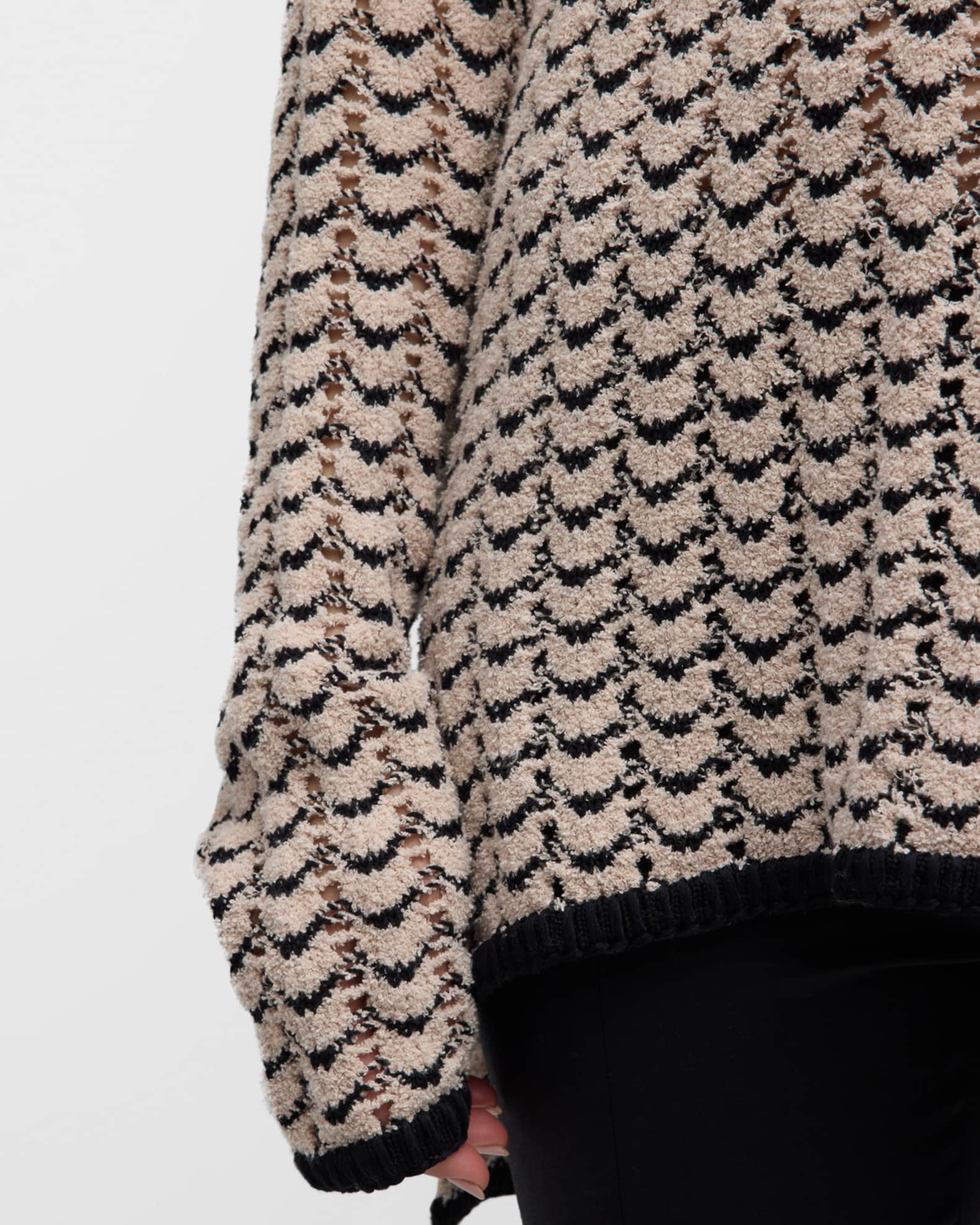 St. John Distorted Terry Chevron Knit V-Neck Sweater | Neiman Marcus