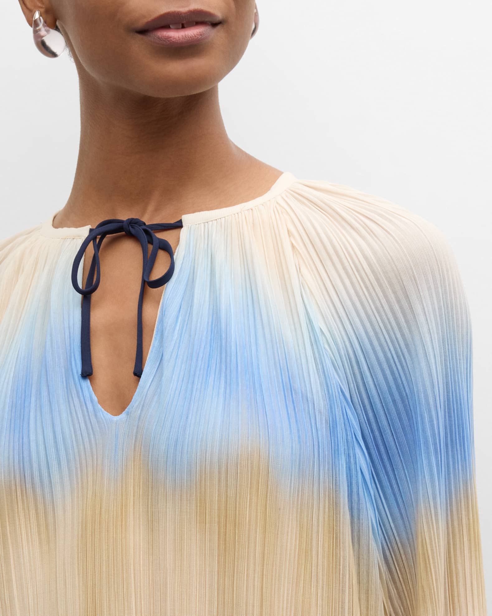 SIMKHAI Adasia Split-Neck Ruffle-Hem Mini Dress | Neiman Marcus