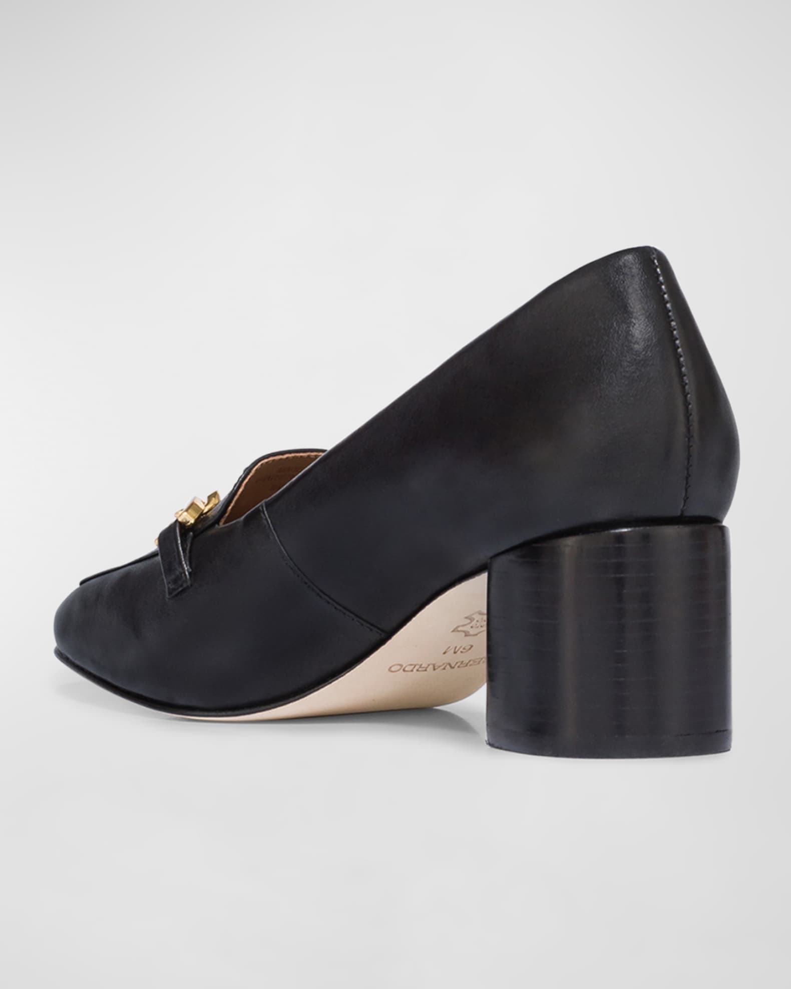 Bernardo Avery Leather Chain Heeled Loafers | Neiman Marcus