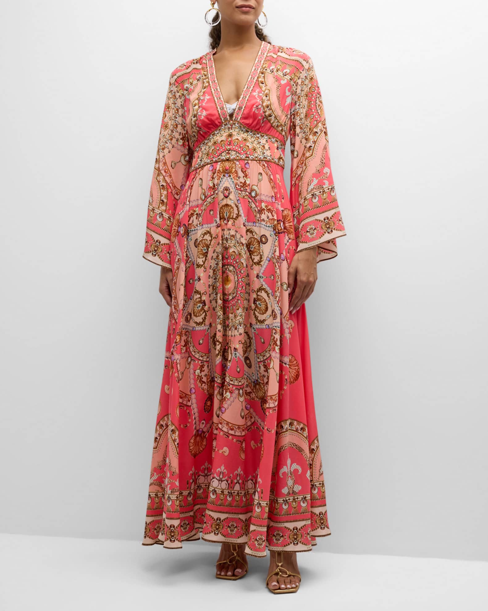 Camilla Shell Games Kimono-Sleeve Maxi Dress Coverup | Neiman Marcus