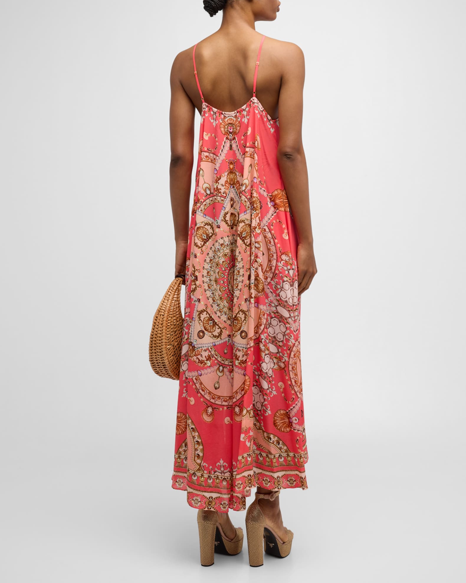 Camilla Shell Games Gather Neck Hardware Maxi Dress | Neiman Marcus