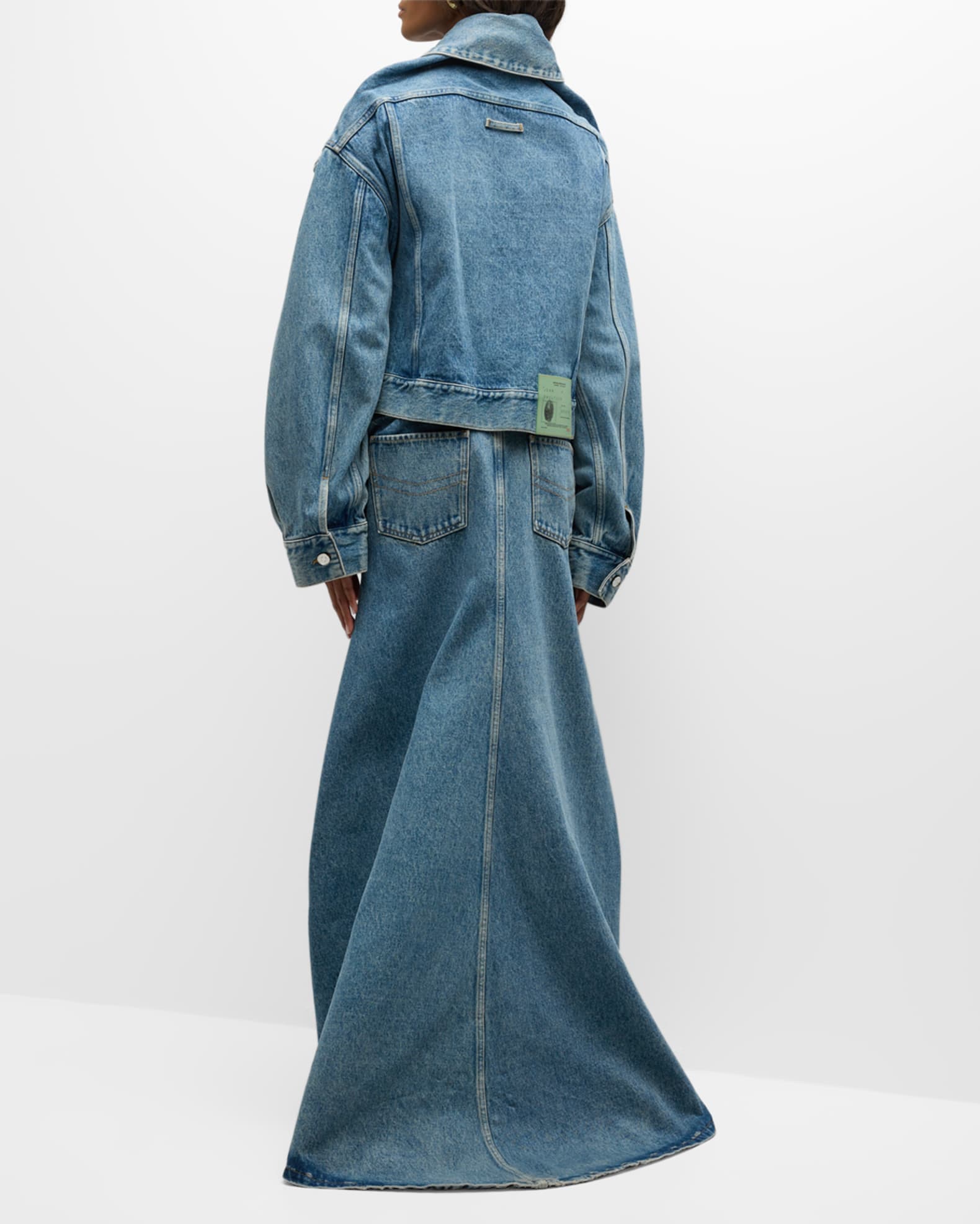 Jean Paul Gaultier Low-Rise Denim Fishtail Jeans | Neiman Marcus